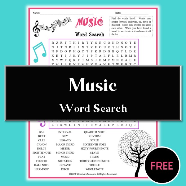 FREE Music Word Search Puzzle | Fun Music Vocabulary Activity for Kids ...
