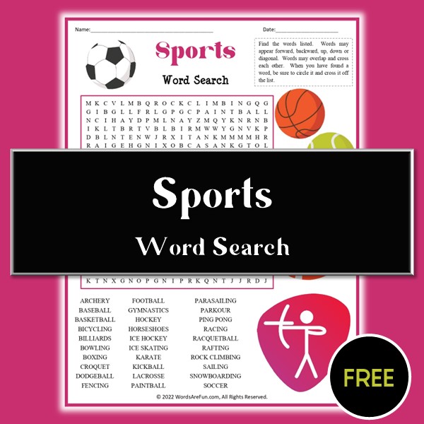 FREE Sports Word Search Puzzle | Printable Physical Education Activity ...