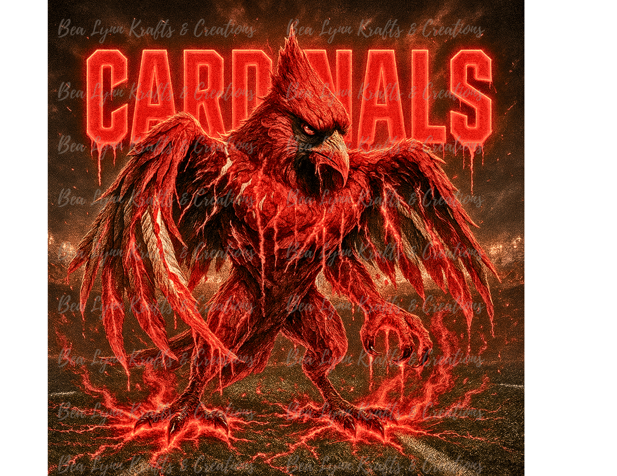 Cardinals Warrior PNG – Fierce Fiery Mascot with Neon Energy & Game Day ...