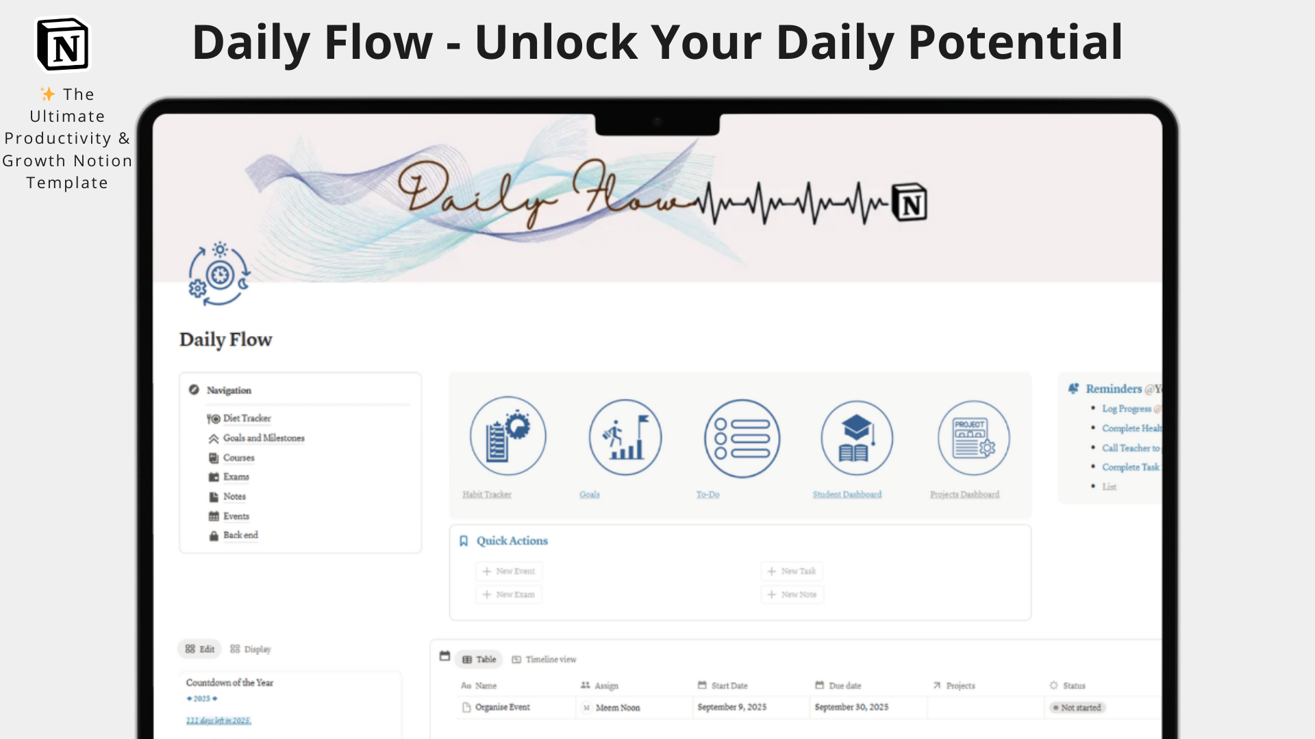 Daily Flow - The Ultimate Productivity & Growth Notion Template - Payhip