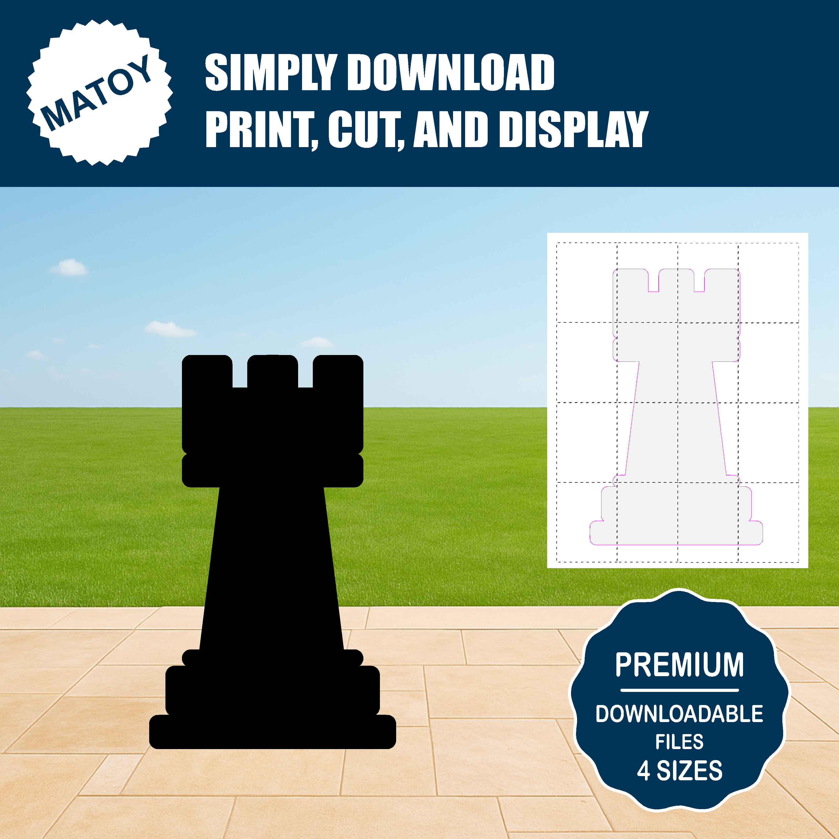 Chess Castle Piece Yard Art Pattern | Trace & Cut Silhouette Stencil ...