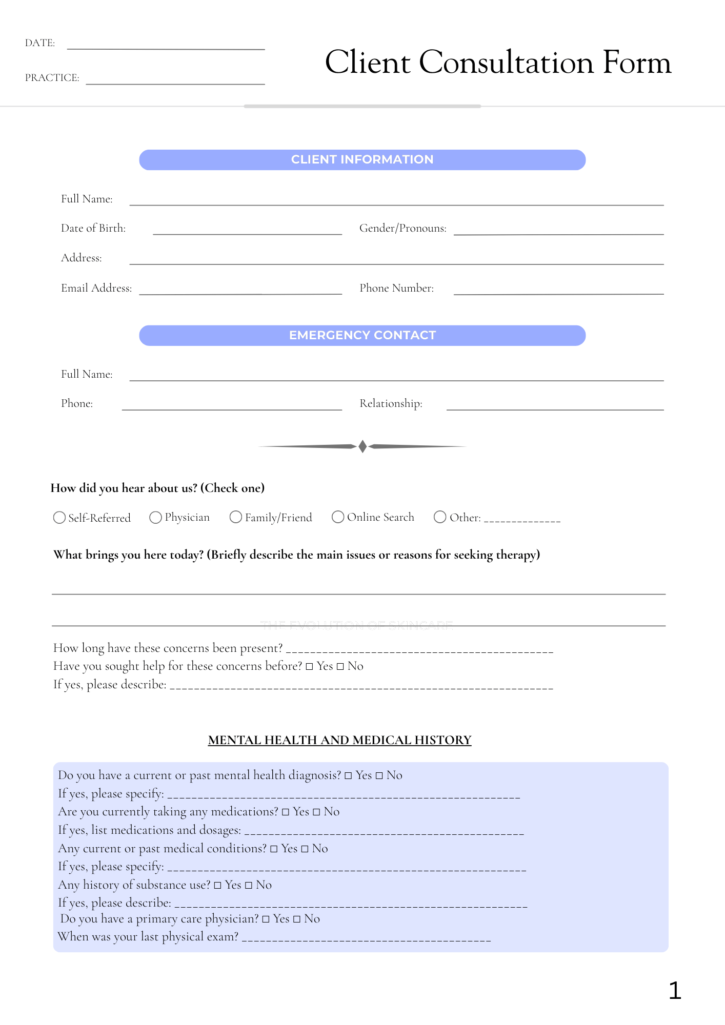 Therapy - Client Consultation Form