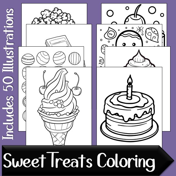 50 Dessert Coloring Pages | Printable Sweet Treats & Food Designs for ...