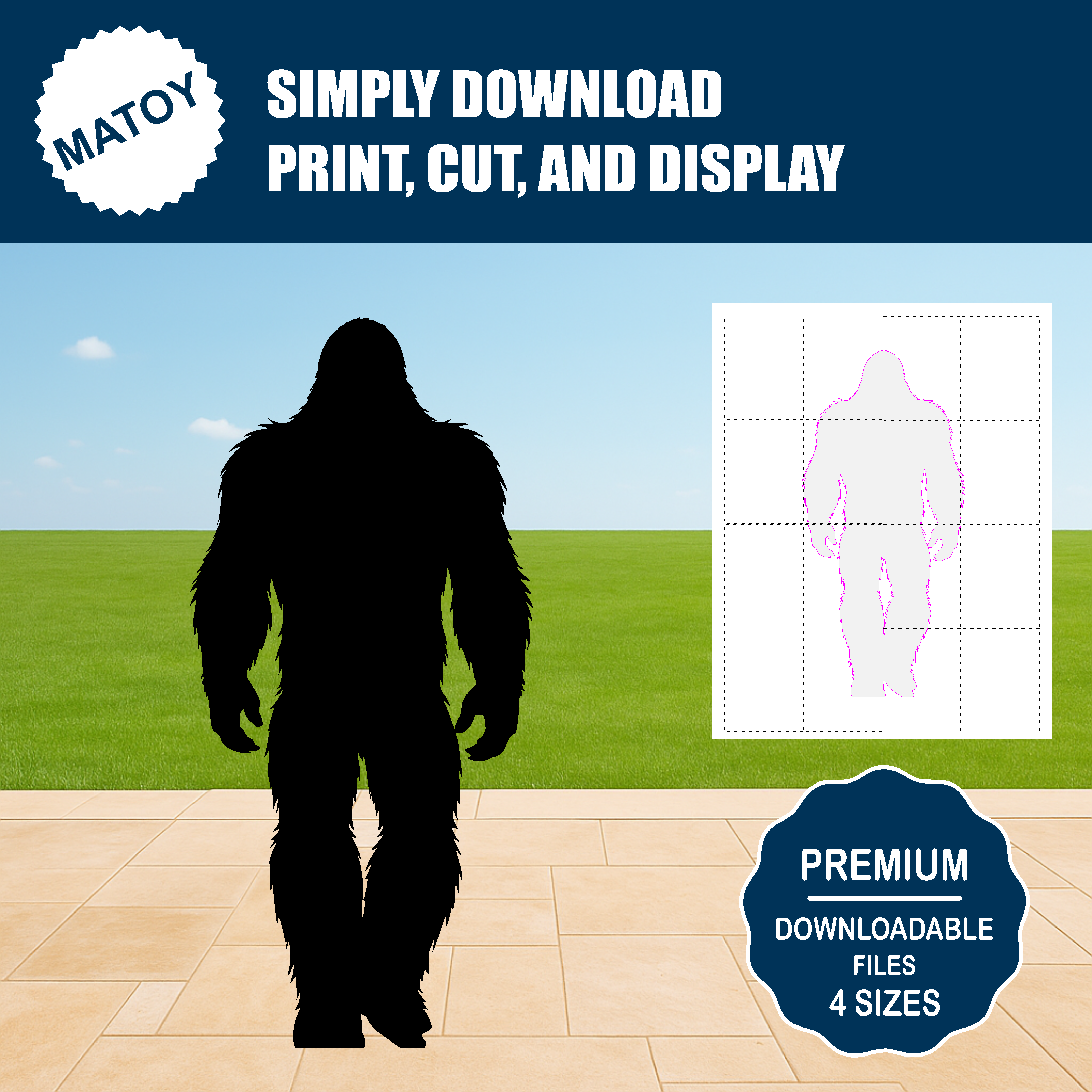Giant Sasquatch Bigfoot Yard Art Pattern | Full-Color Printable ...