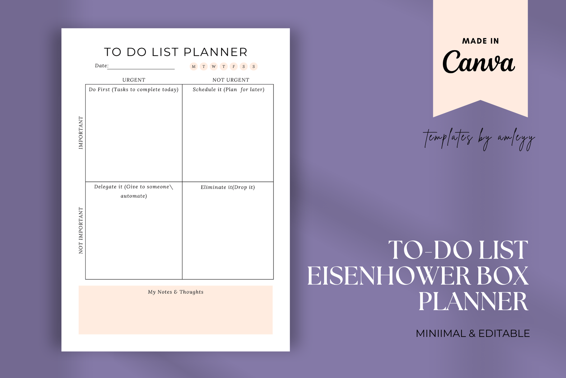 To-Do List Eisenhower Box Planner Template | Productivity - Payhip