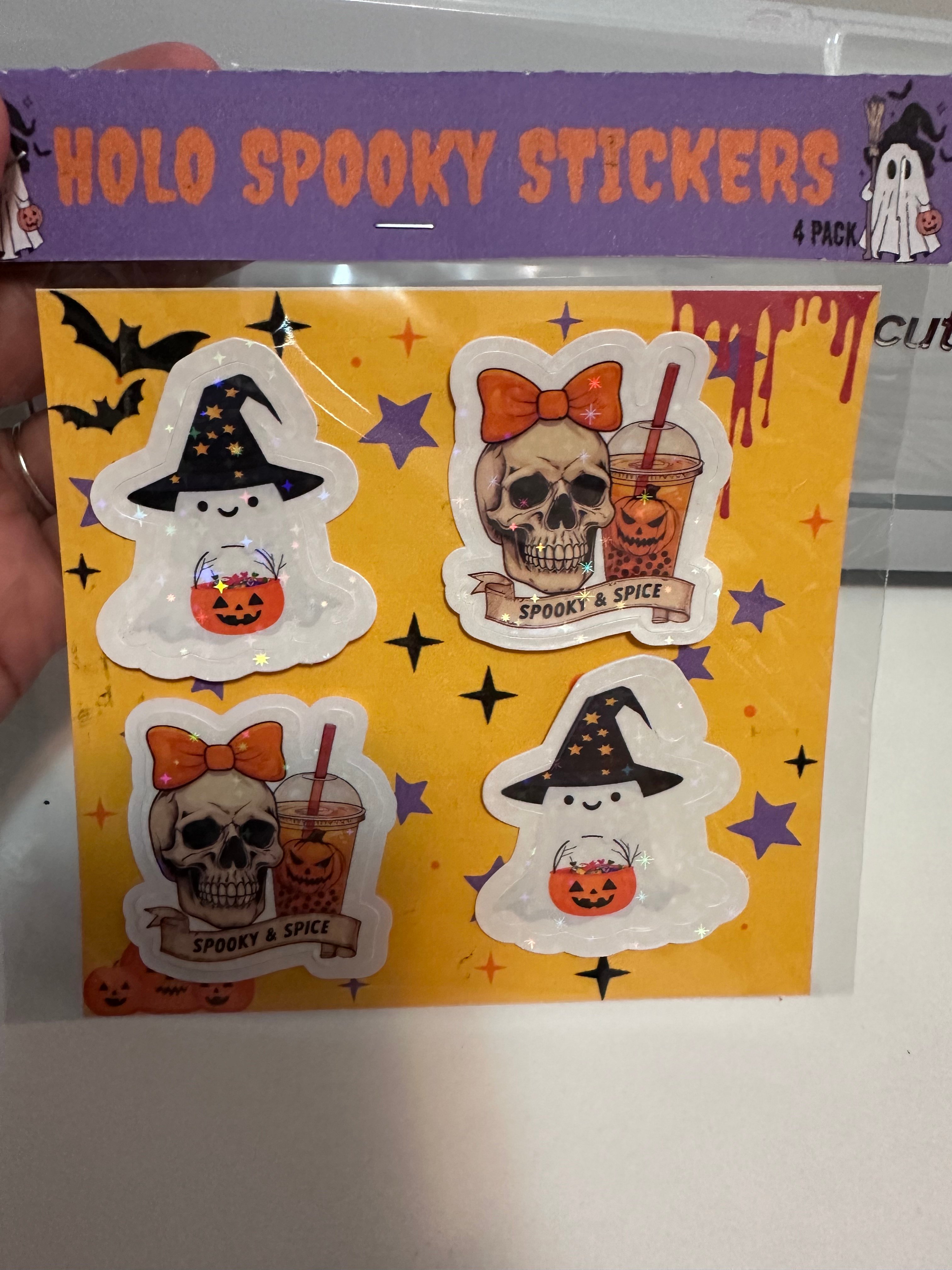 Holographic waterproof spooky sticker pack, limited addition - Payhip