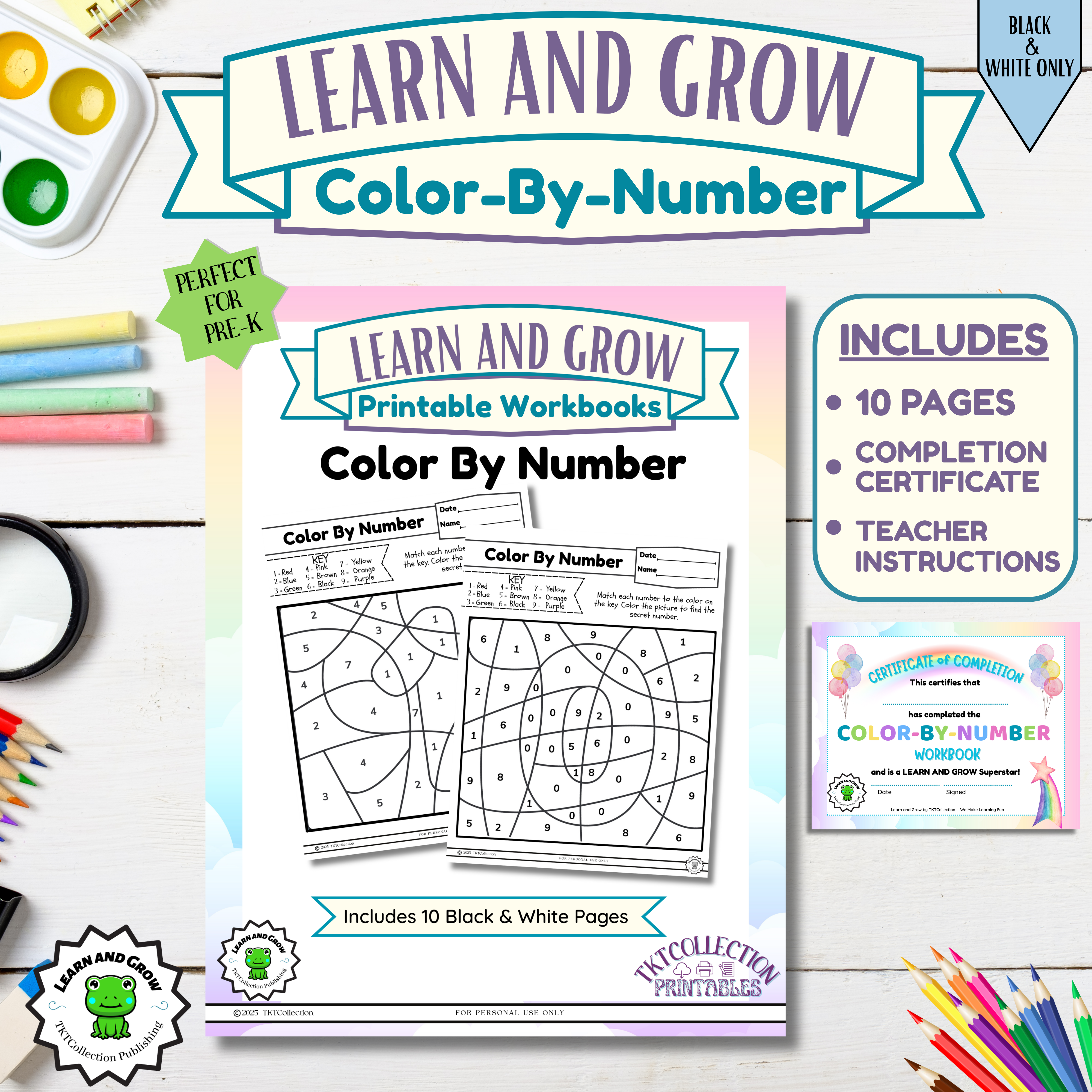 Learn and Grow: Color By Numbers (0-9)