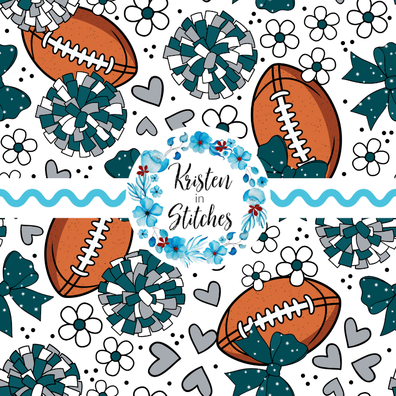 Football Cheer Bows and Pom Poms Seamless Pattern, Philadelphia Eagles ...