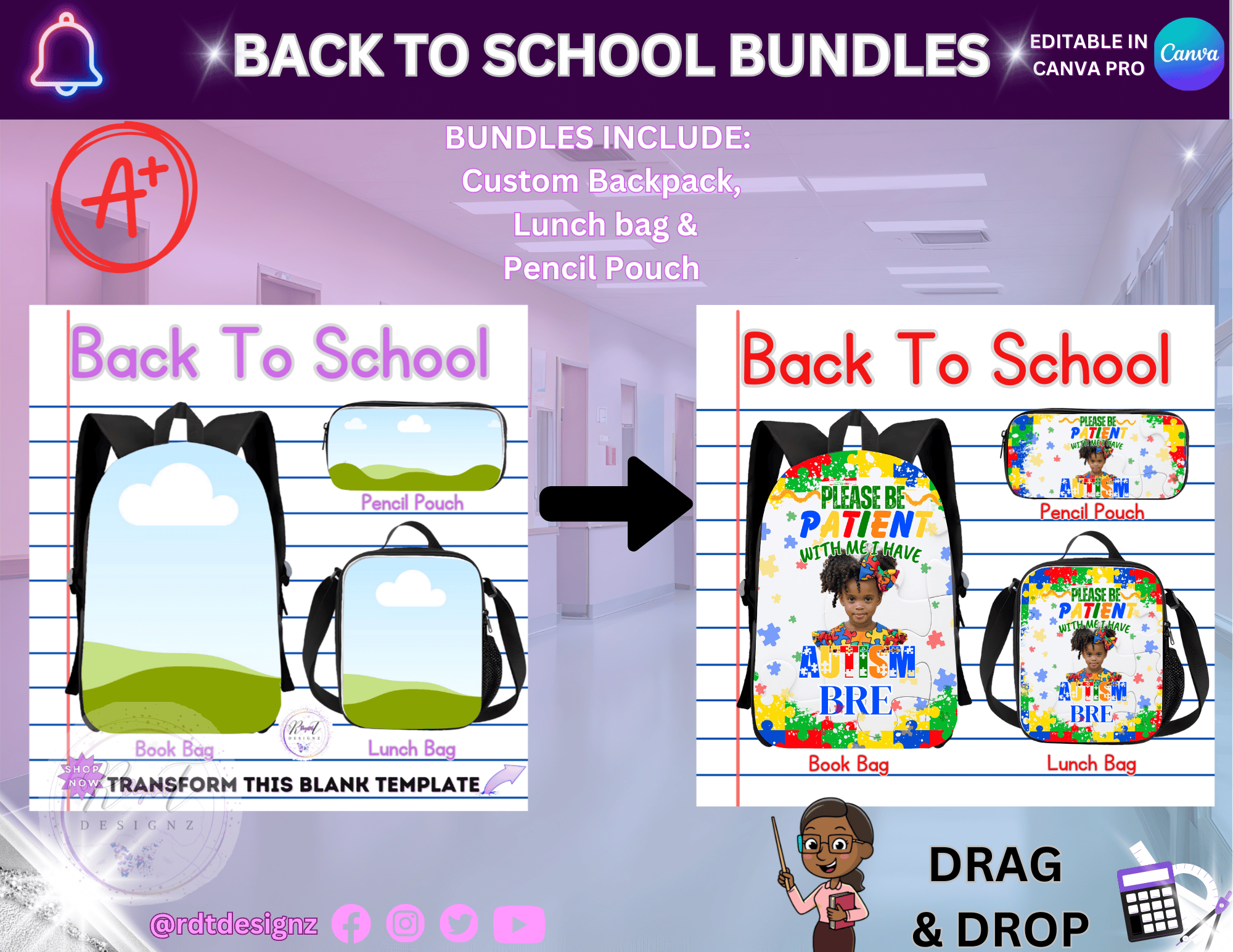 B2S Autism Backpack Mockup Template - Payhip