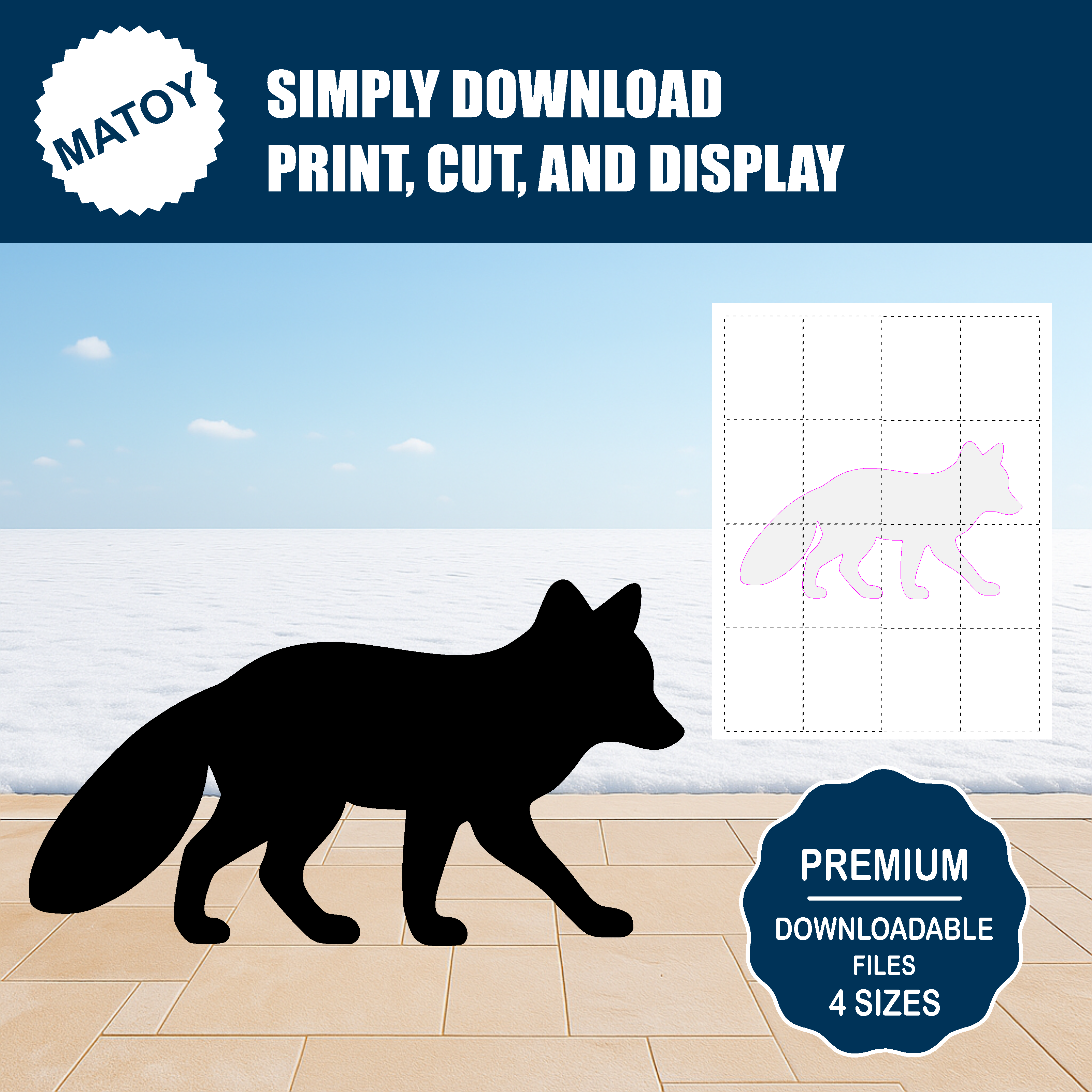 Arctic Fox Yard and Wall Art Pattern | Trace & Cut Silhouette Stencil ...