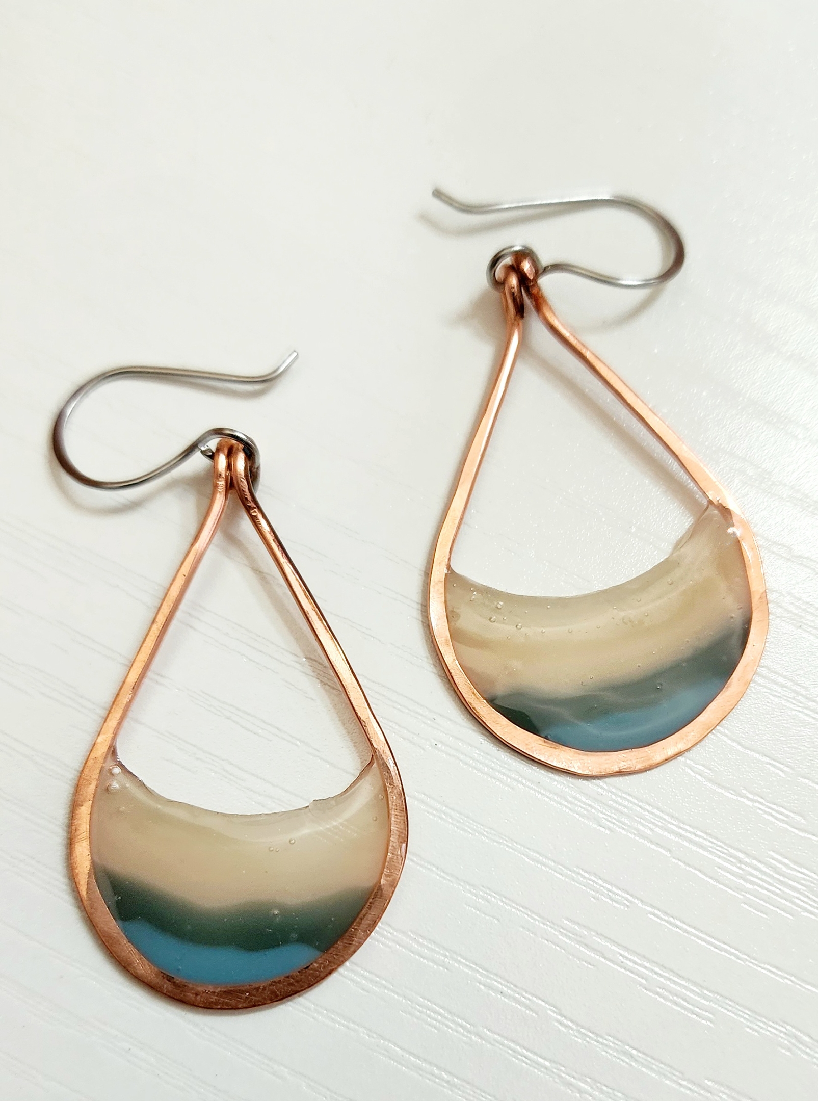Handmade Copper & Resin Teardrop Earrings - Payhip