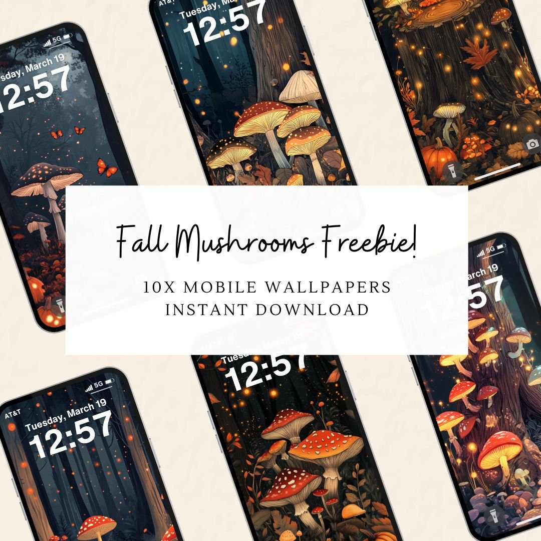 FREEBIE - Fall Mushrooms Mobile Wallpaper Pack - Payhip