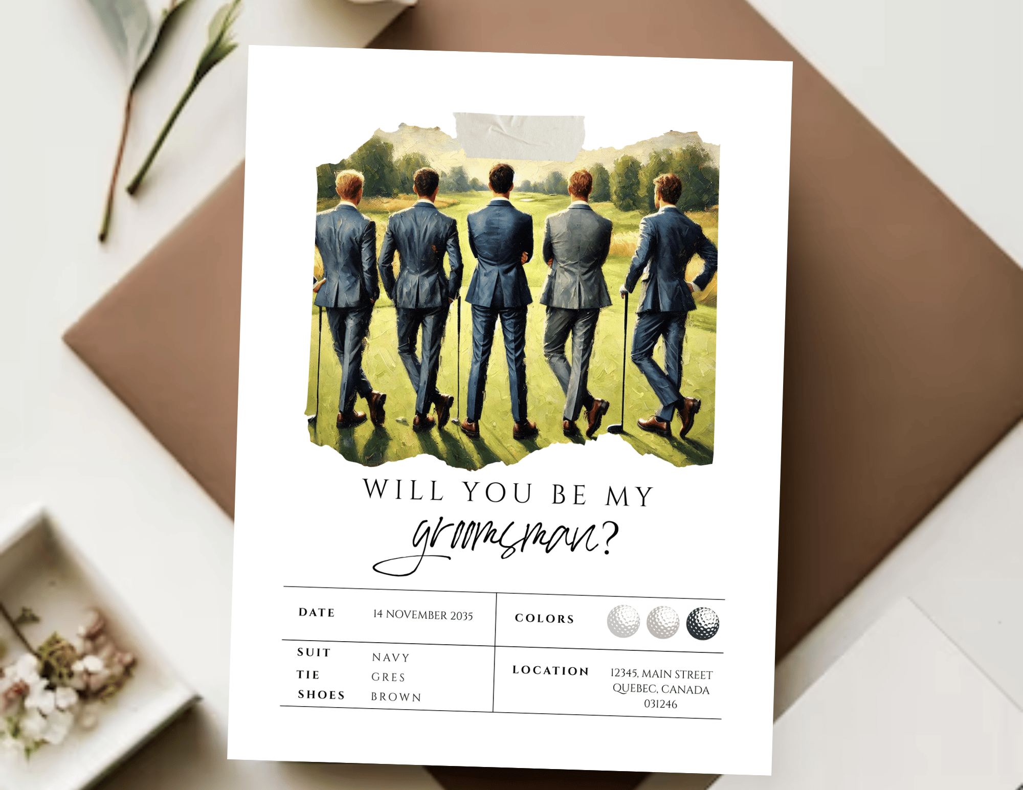 Golf Groomsman Proposal Card | Printable Canva Template | Editable ...