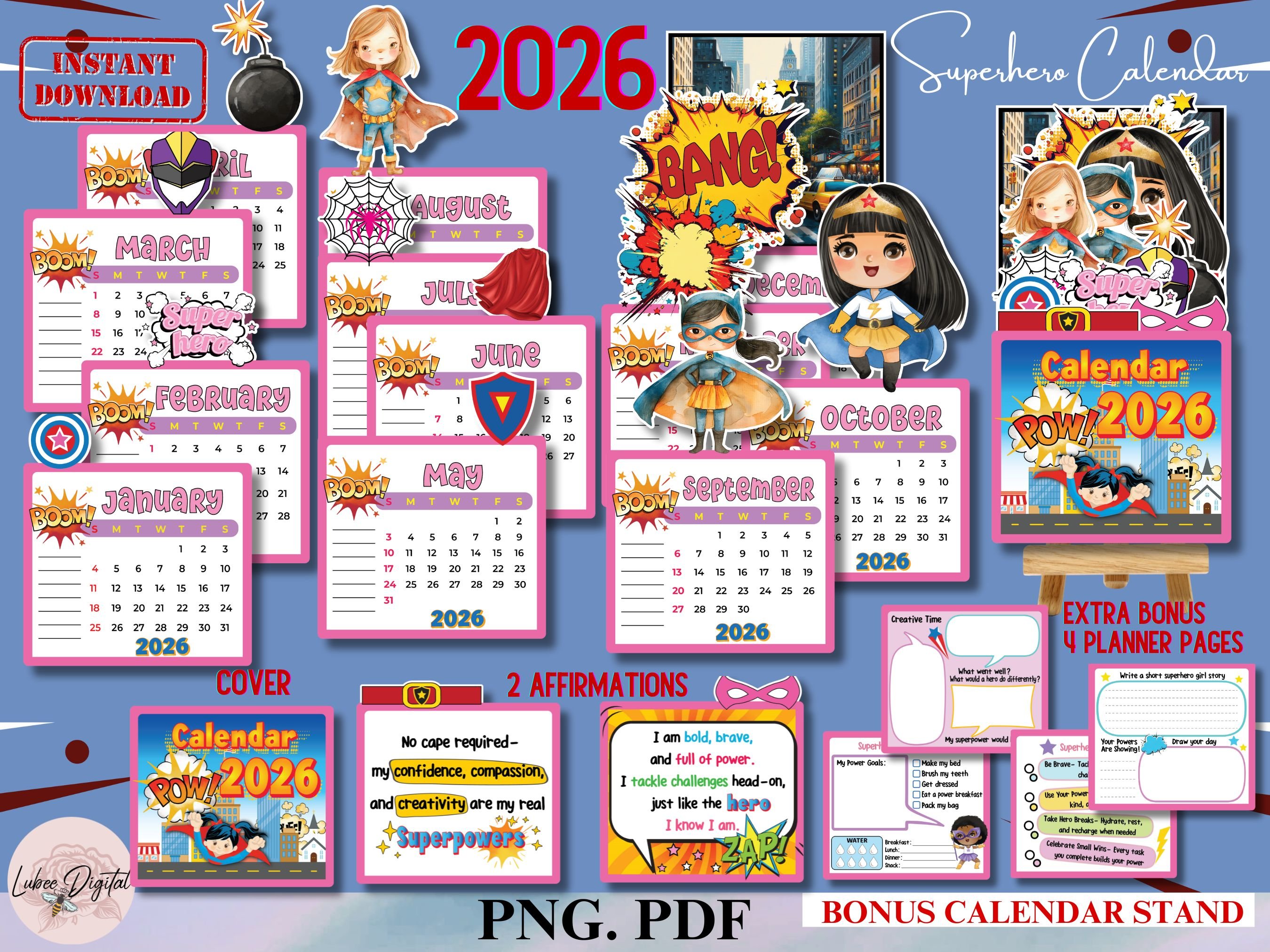 Farm Animal Monthly Calendar 2025-2026, Printable Mini Calendar & DIY ...
