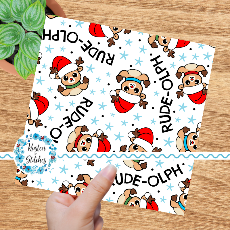 Rude-olph the Red Nosed Reindeer Sarcastic Christmas Seamless Pattern ...