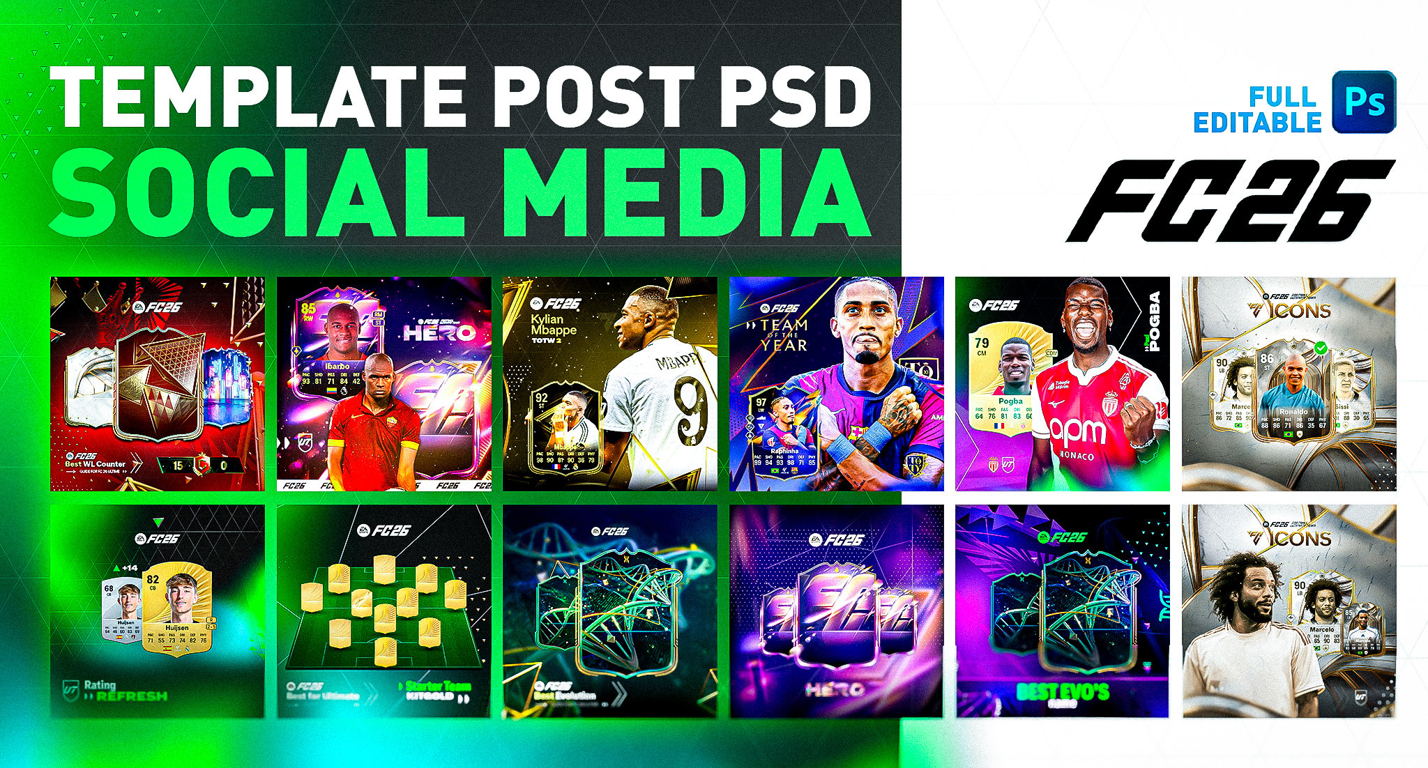 FC26 Thumbnail Templates Pack (10 PSDs & JPGs Bonus)