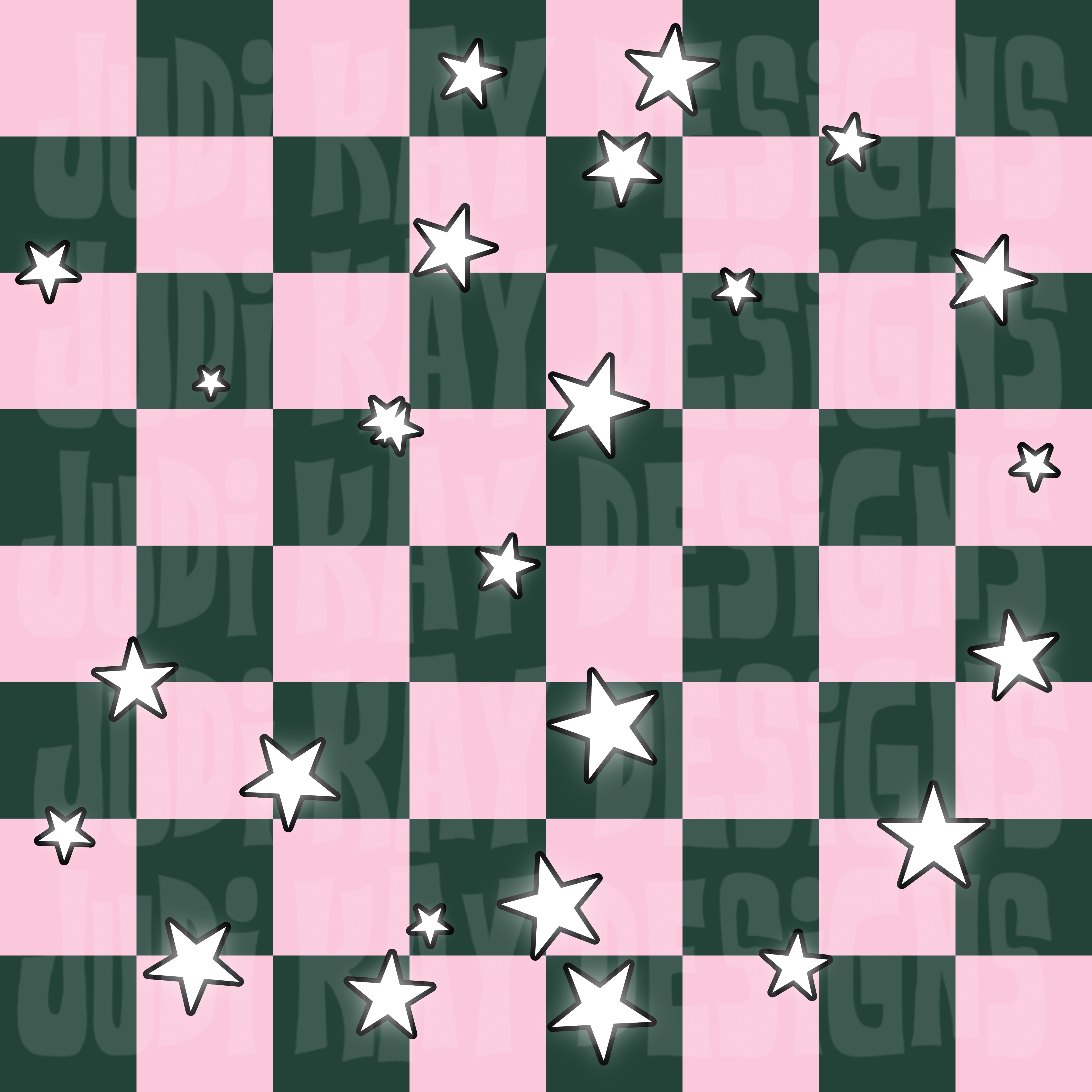 Pink green checkered stars seamless - Payhip