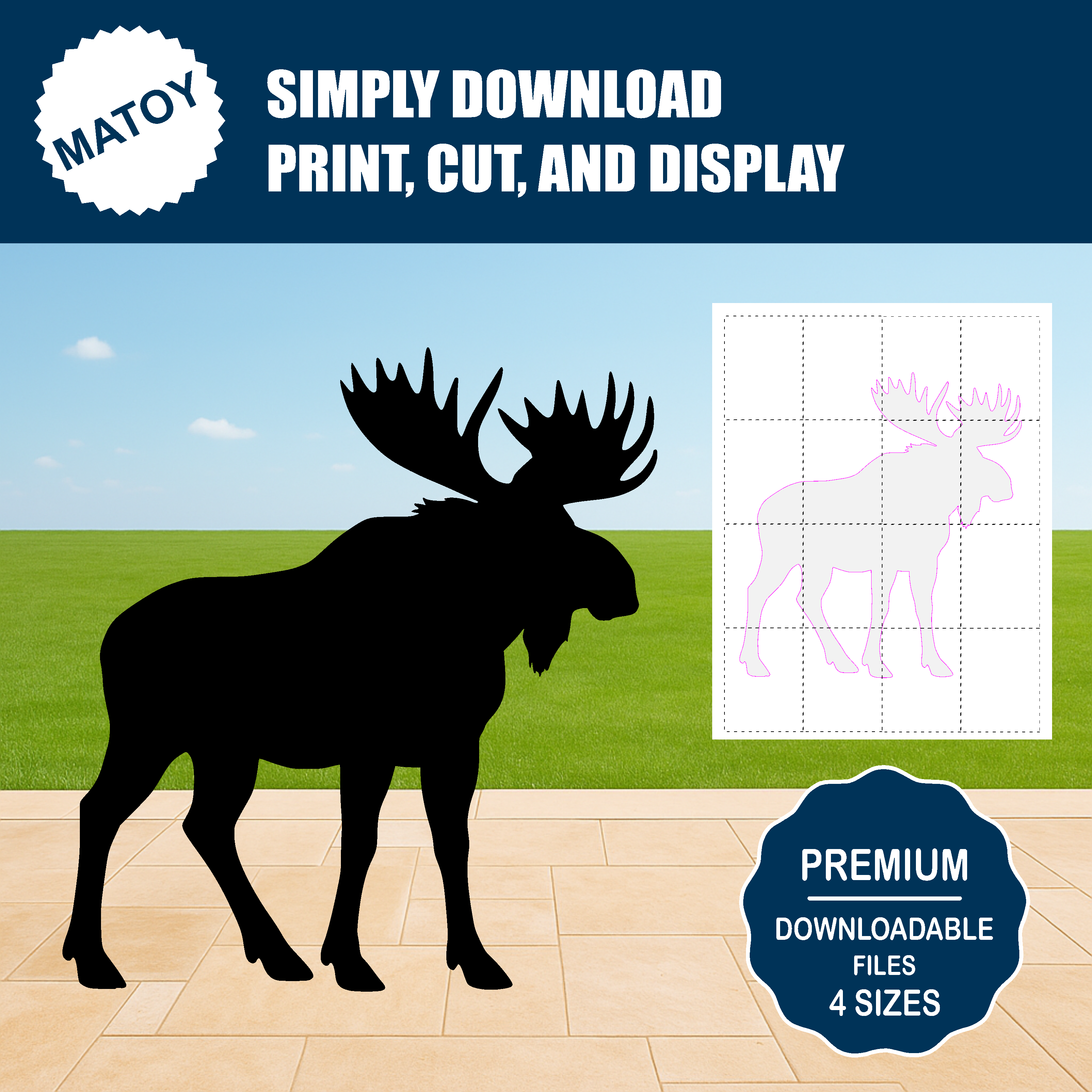 Large Moose Animal Party and Wall Decor | Printable Life-Size ...
