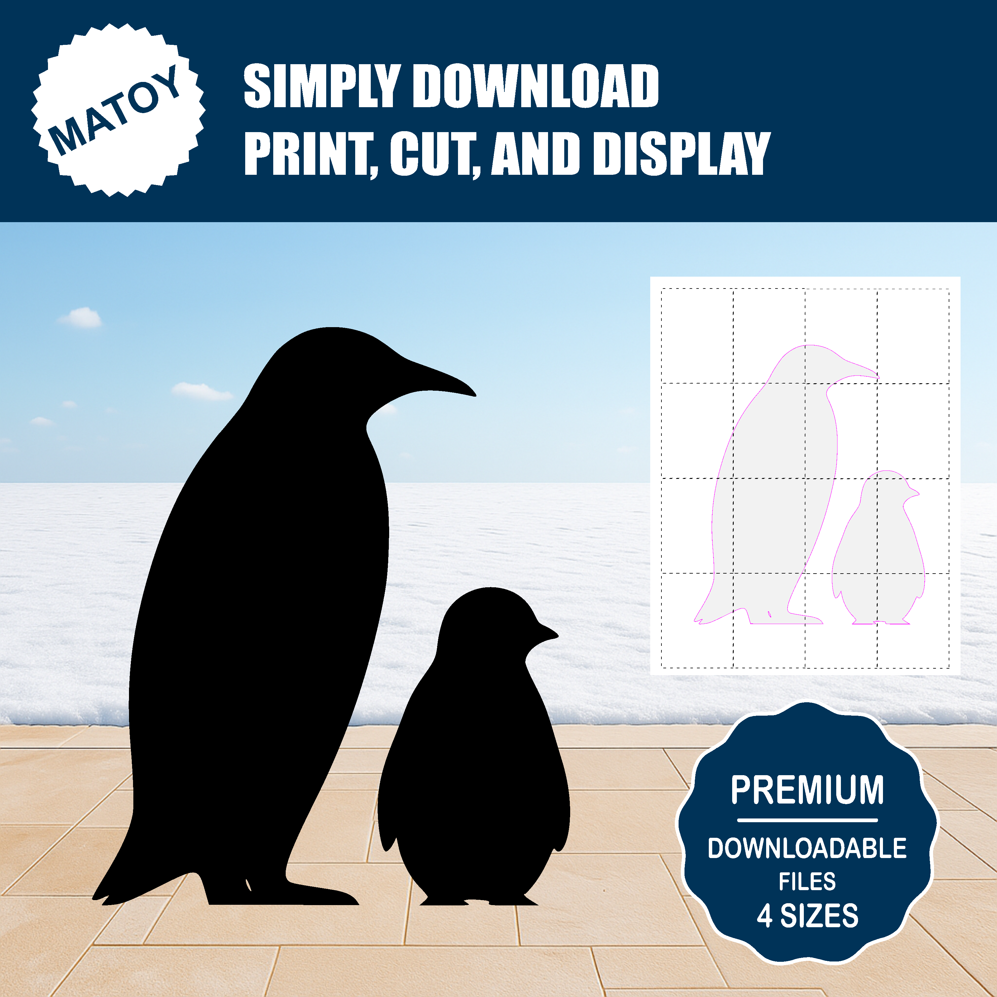 Penguin Family Yard Art Pattern | Trace & Cut Silhouette Stencil ...
