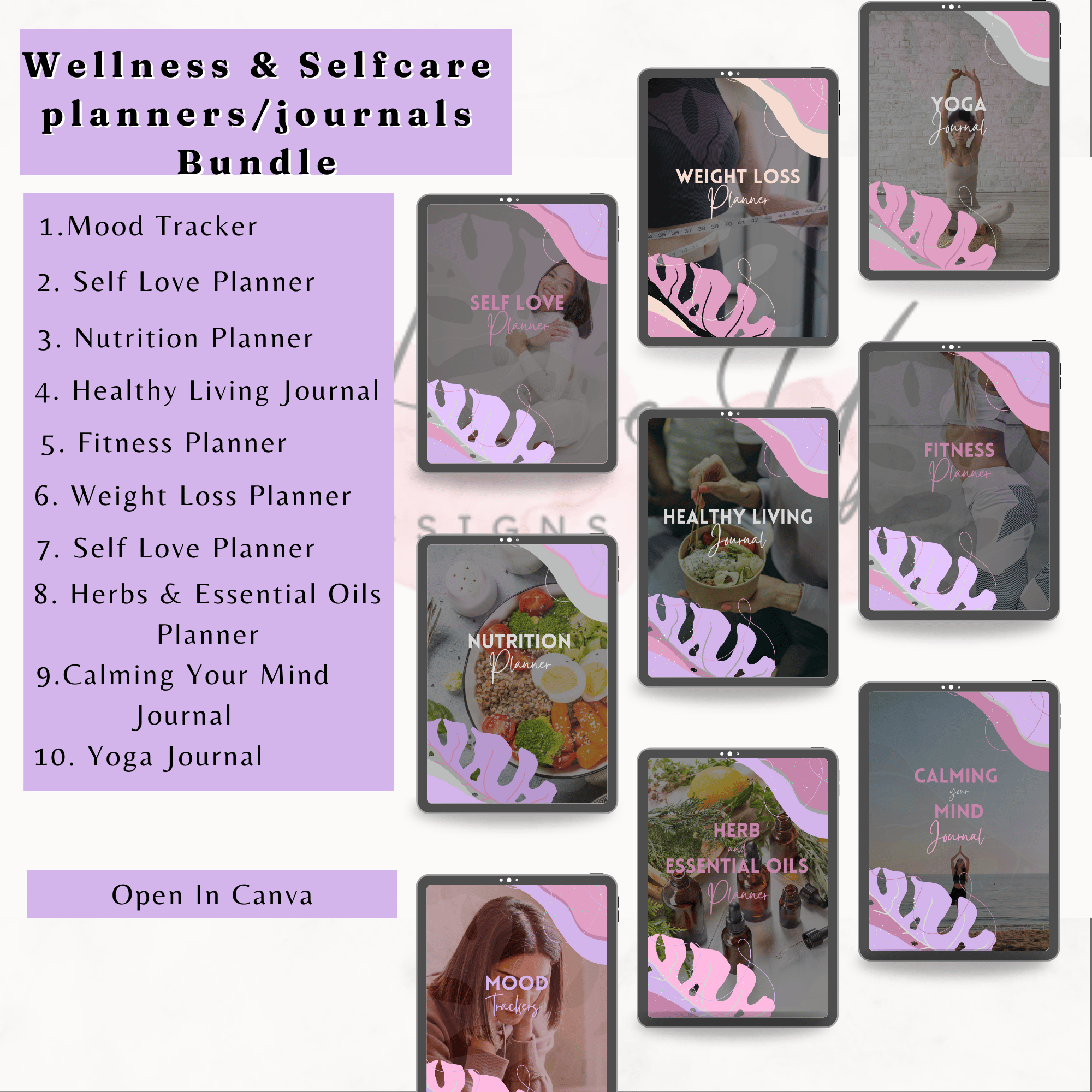 Wellness & Self-Care Planner Bundle – Yoga, Weight Loss, Self Love More ...