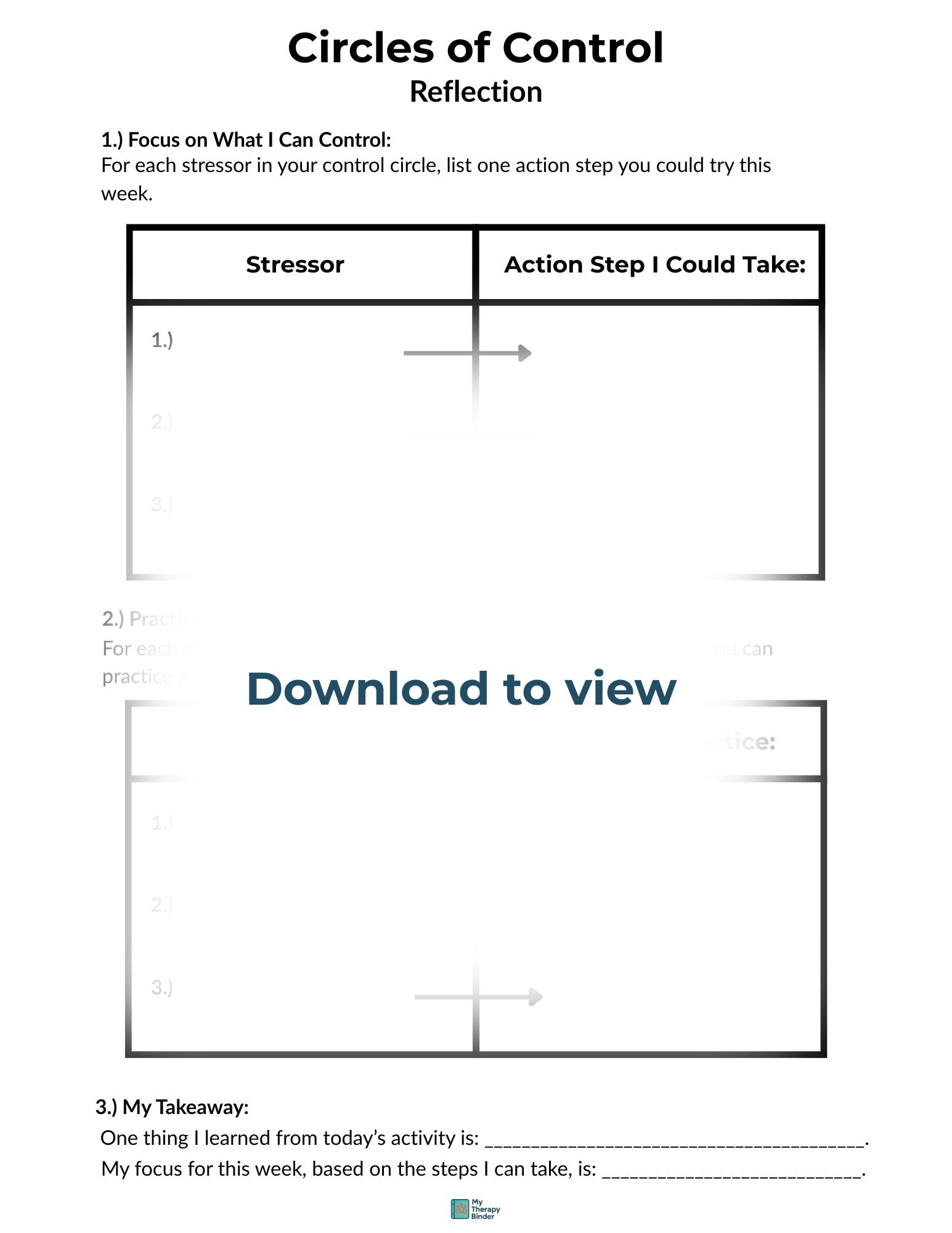 Stress Management — Circles of Control Reflection Worksheet - Payhip