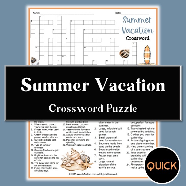 Summer Vacation Crossword Puzzle | Fun Printable with Word Bank ...