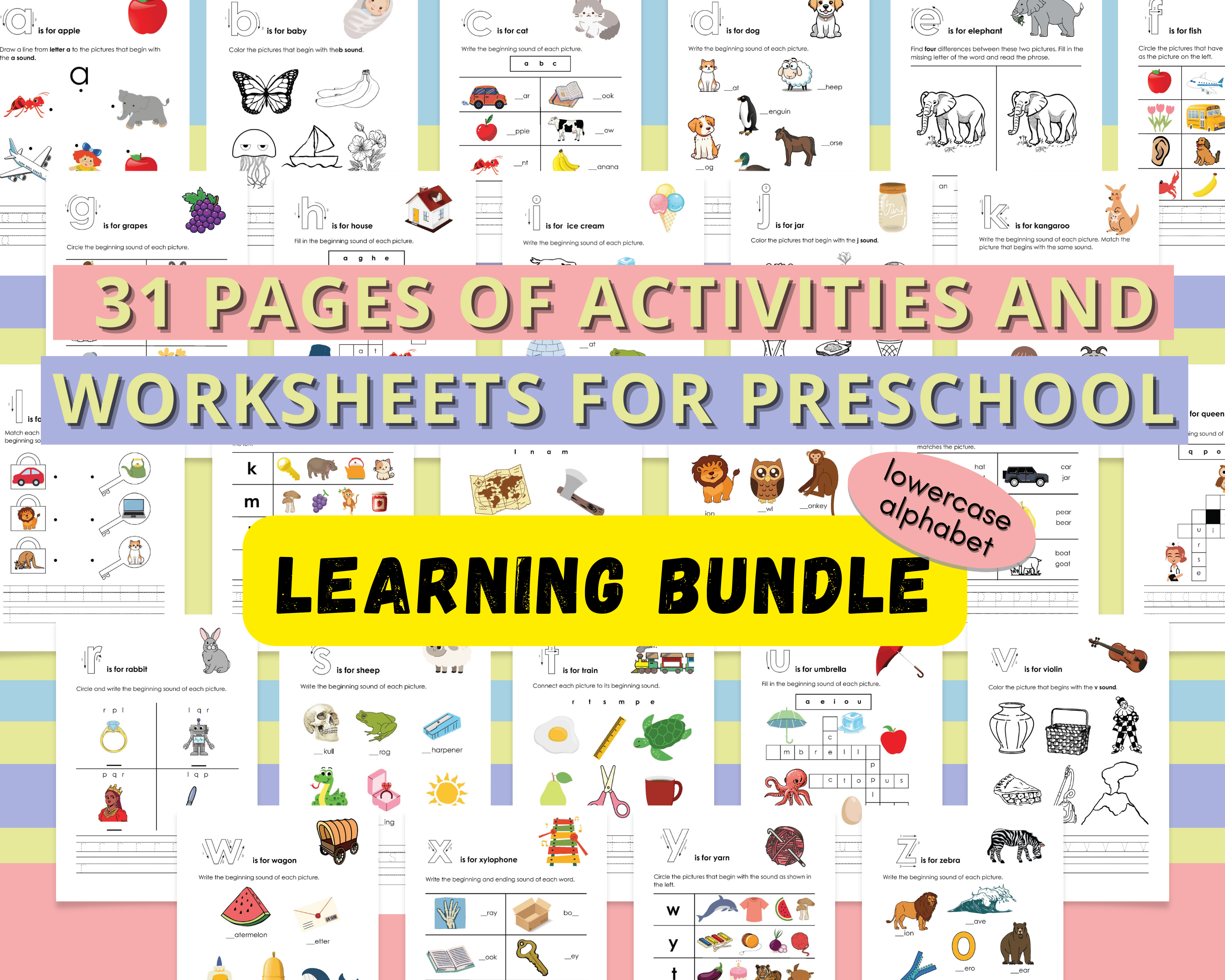 Lowercase Letters Worksheets for Pre-school - Payhip
