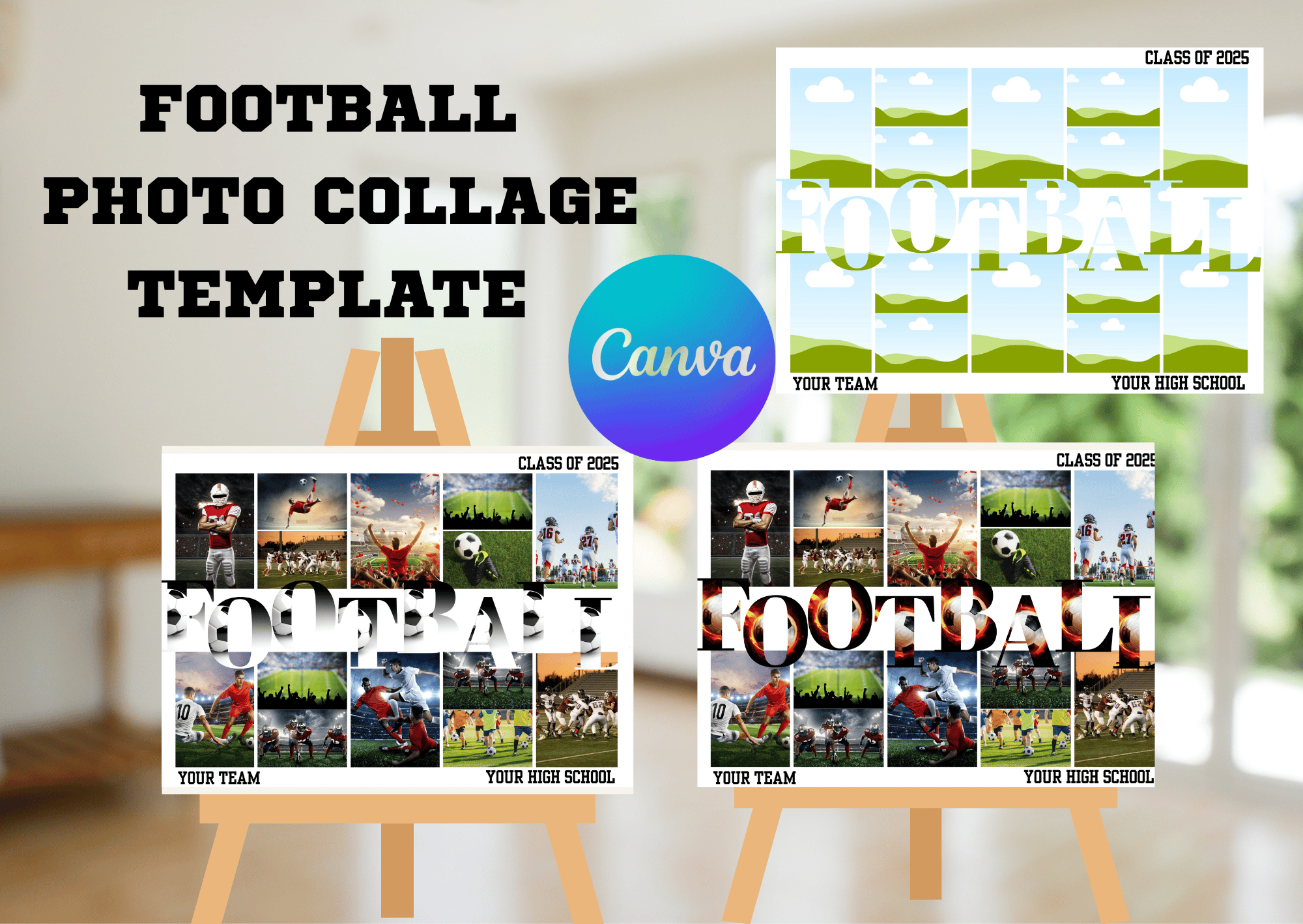 FOOTBALL PHOTO COLLAGE TEMPLATE | DRAG & DROP | - Payhip