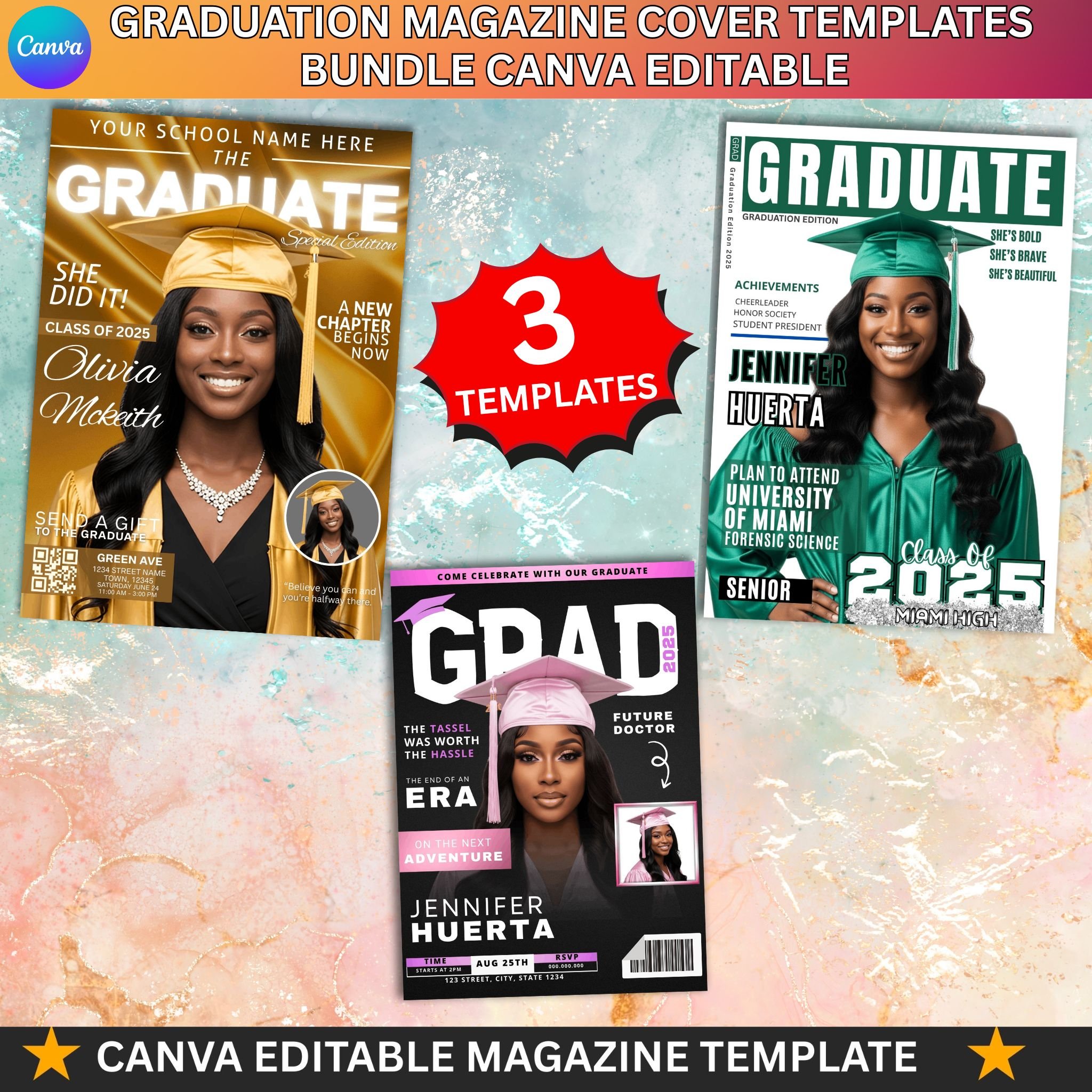 Grad Magazine Cover Templates Canva Customization - Payhip