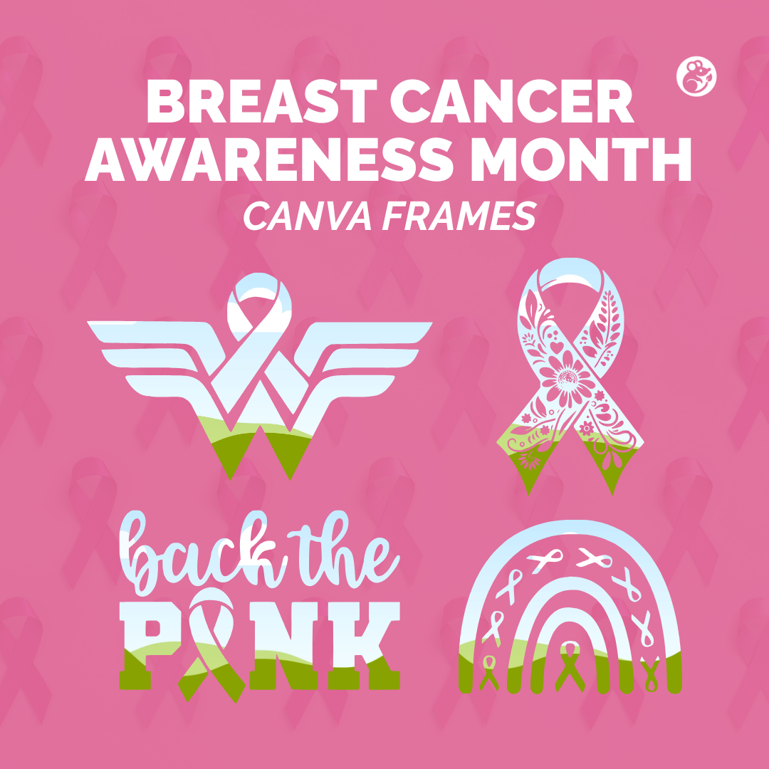 Breast Cancer Awareness Canva Frame Bundle – 10 Pink Ribbon PNG Frames ...