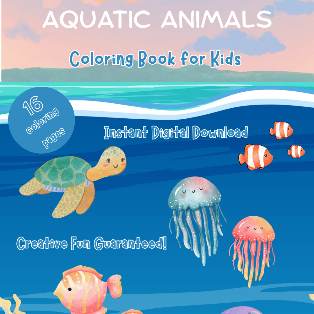 Aquatic Animals Coloring Book for Kids – Educational PDF Printable, Fun ...