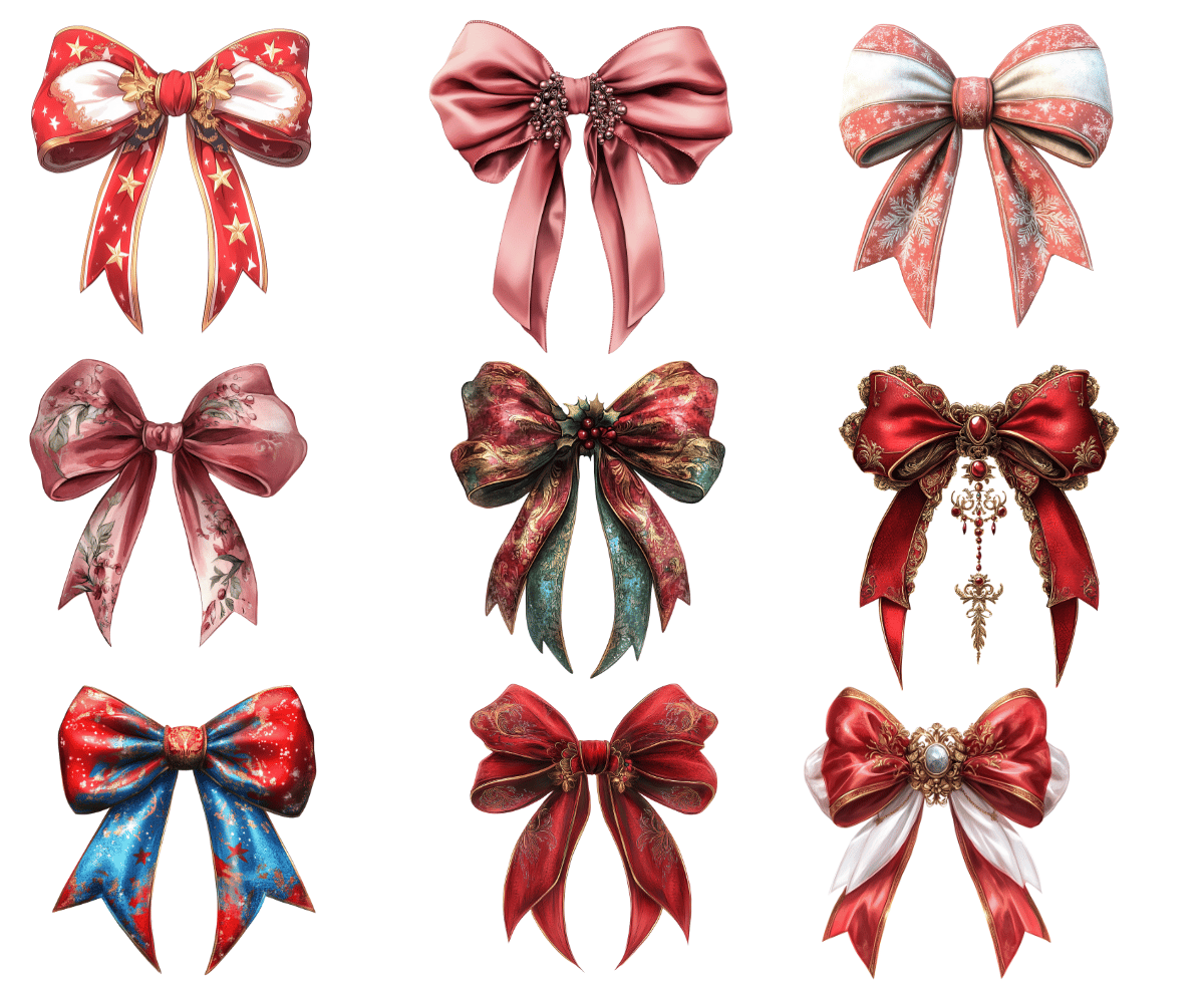 Red Coquette Bows Clipart - Payhip