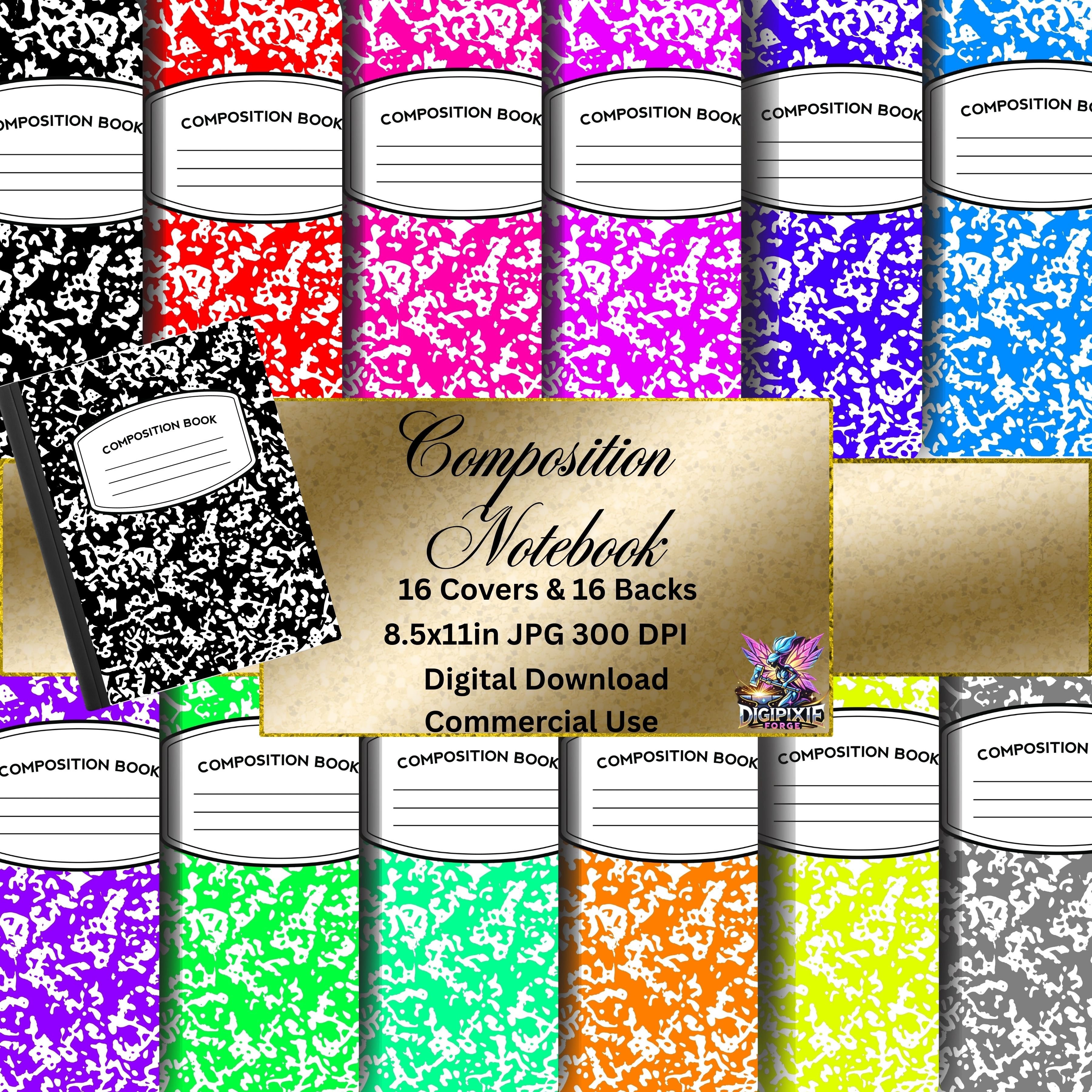 Composition Notebook Covers and Backs Digital Download Commercial Use ...