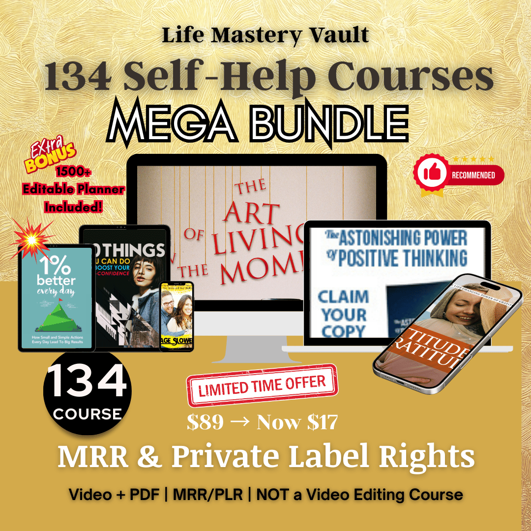 134 Self-Help Video Courses Mega Bundle | MRR PLR Rights | Life ...
