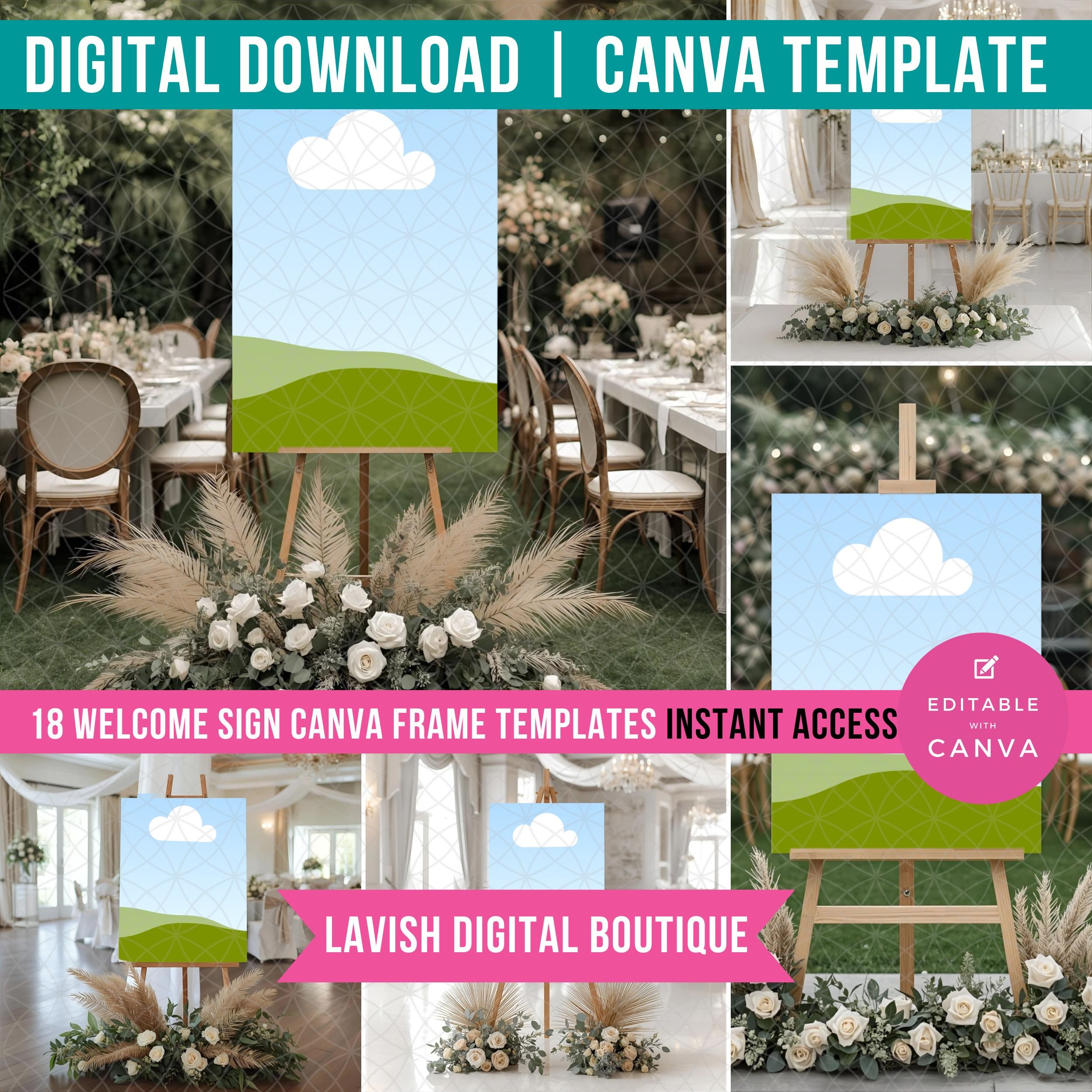 18 Welcome Sign Canva Mockups | Editable Drag & Drop Digital Download ...