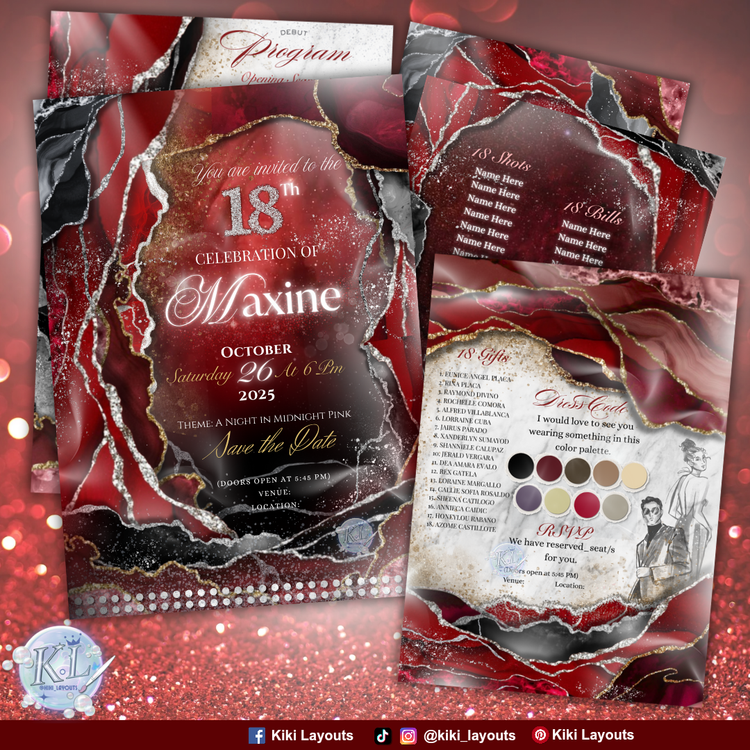 Red Debut Invitation | 18th Birthday | Celestial Theme | Red Luxurious ...