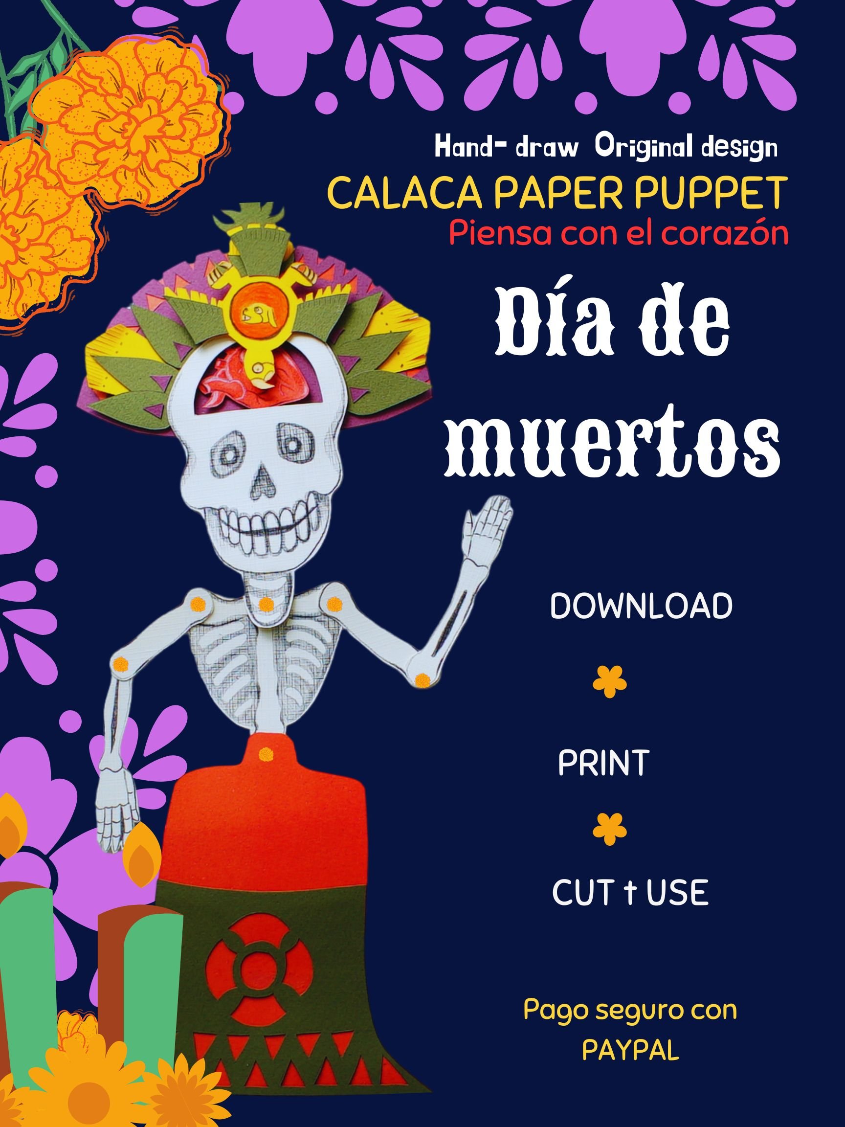CATRINA / CALACA PRINTABLE, PAPER PUPPET - Payhip