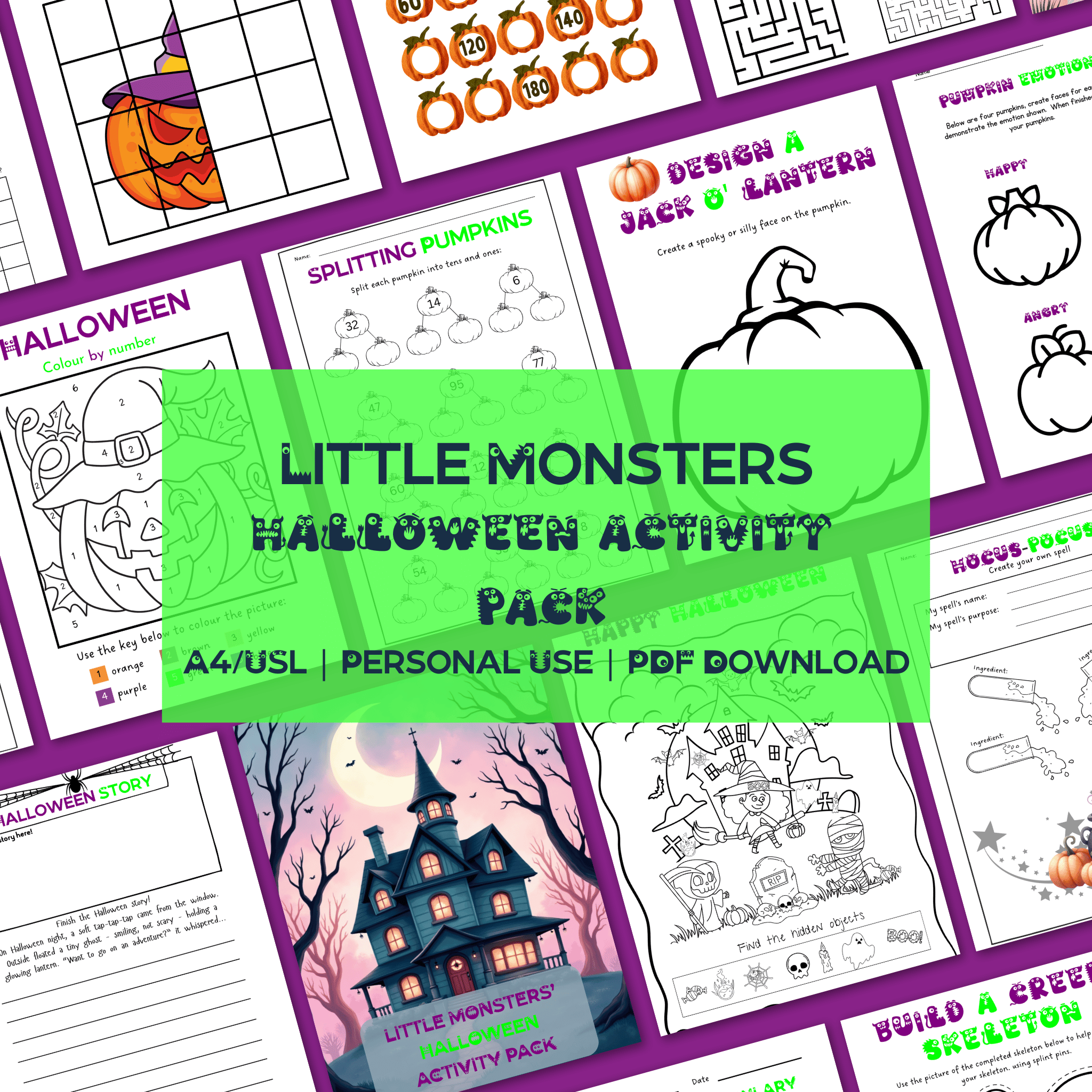 80 Page Halloween Activity Pack for Kids (Ages 5–9) – Fun & Educational ...