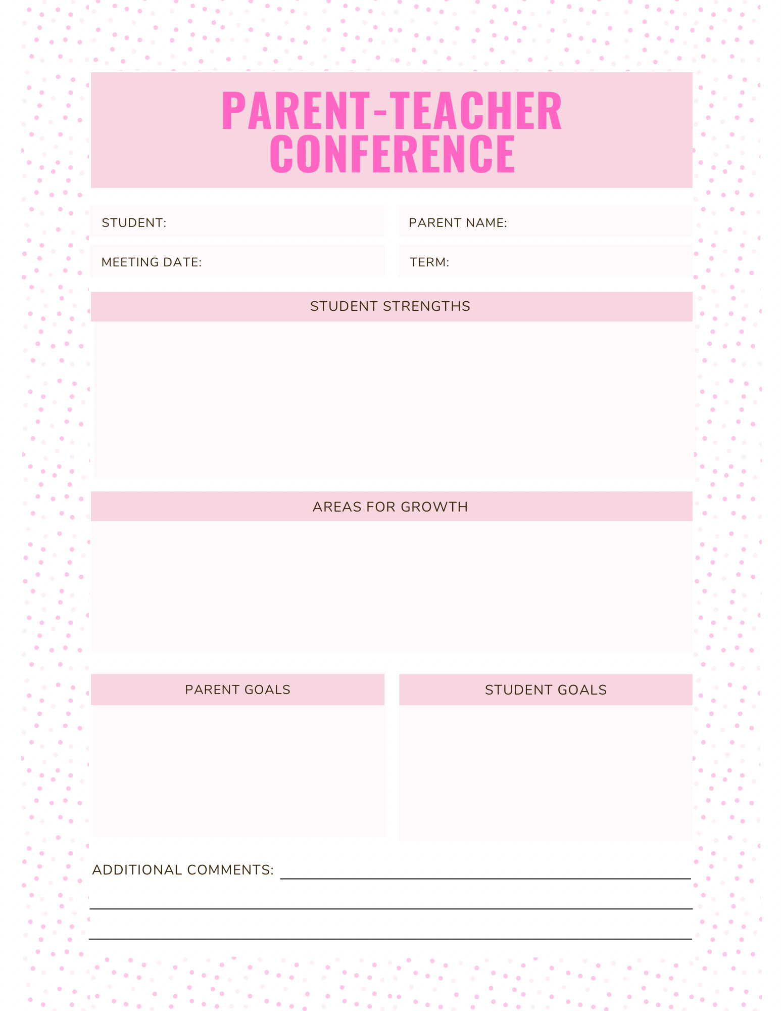 Parent-Teacher Conference Sheet - Payhip