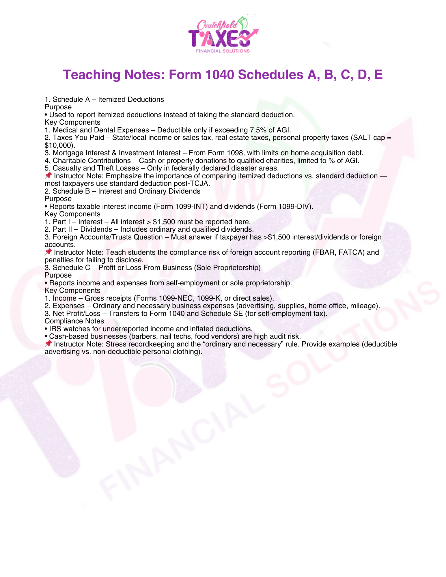 Module 3 Worksheet and Teaching Notes - Payhip