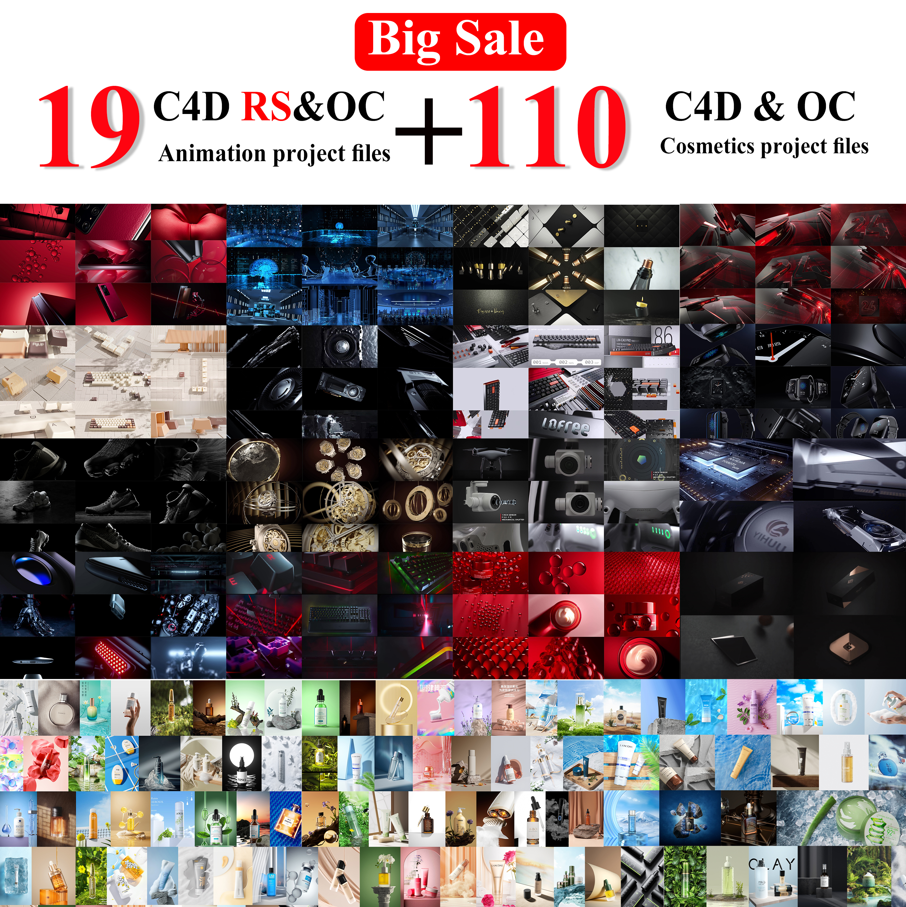 c4d (Redshift &Octane) animation project files 110 C4D&OC Cosmetics ...