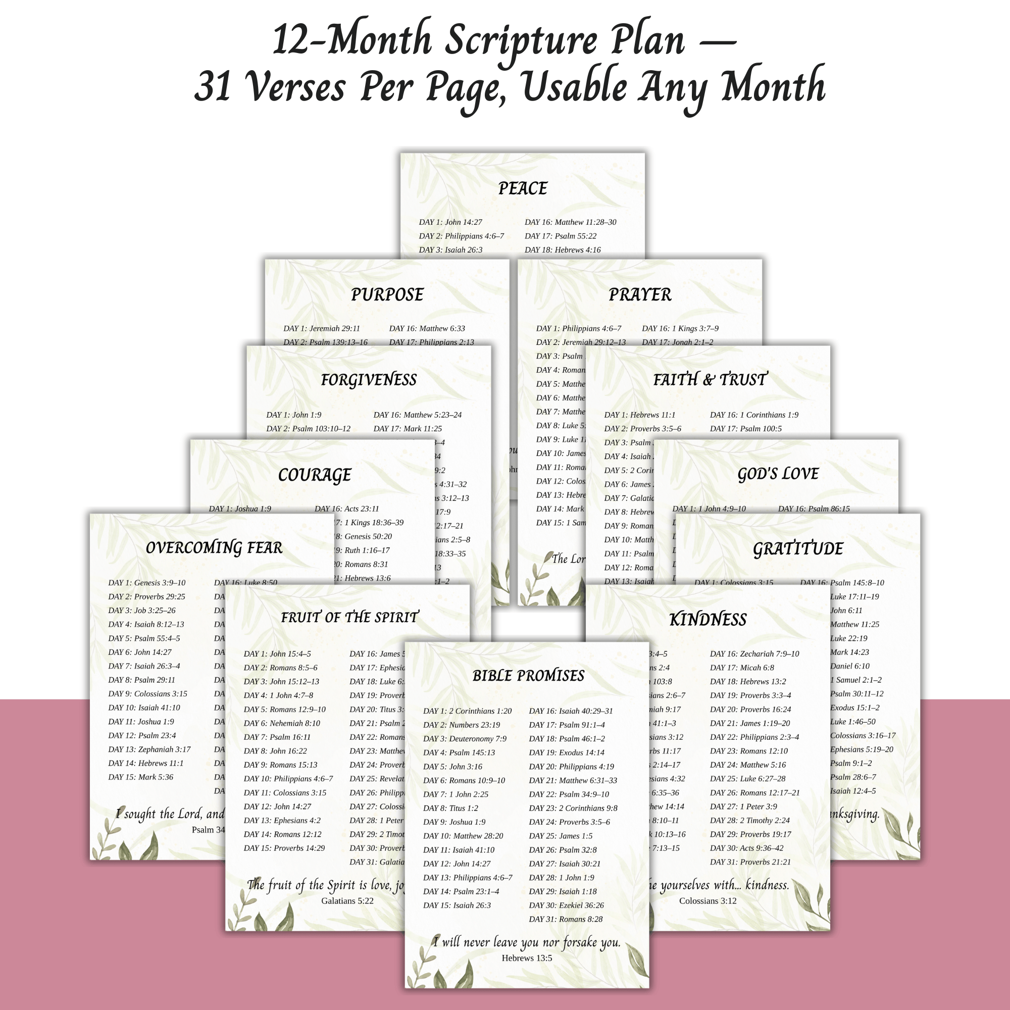 Scripture Writing Plan | 12-Month Printable Bible Verse Planner | Daily ...