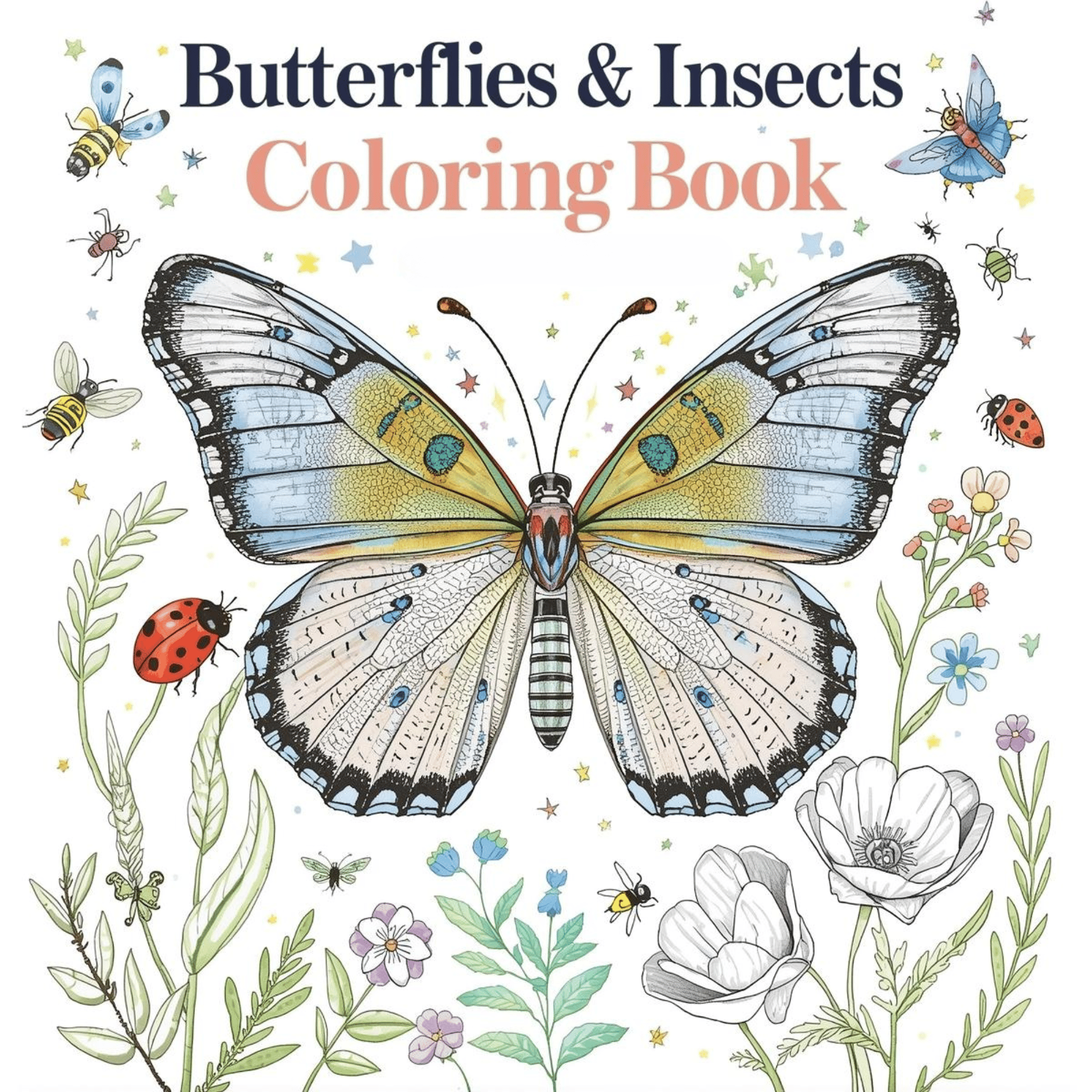 Butterflies & Insects Coloring Book: 35 Fun and Relaxing Pages with ...