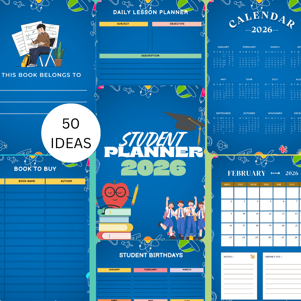 The Ultimate Student Planner 2026 - All-in-One Printable & Editable School Planner for College ...