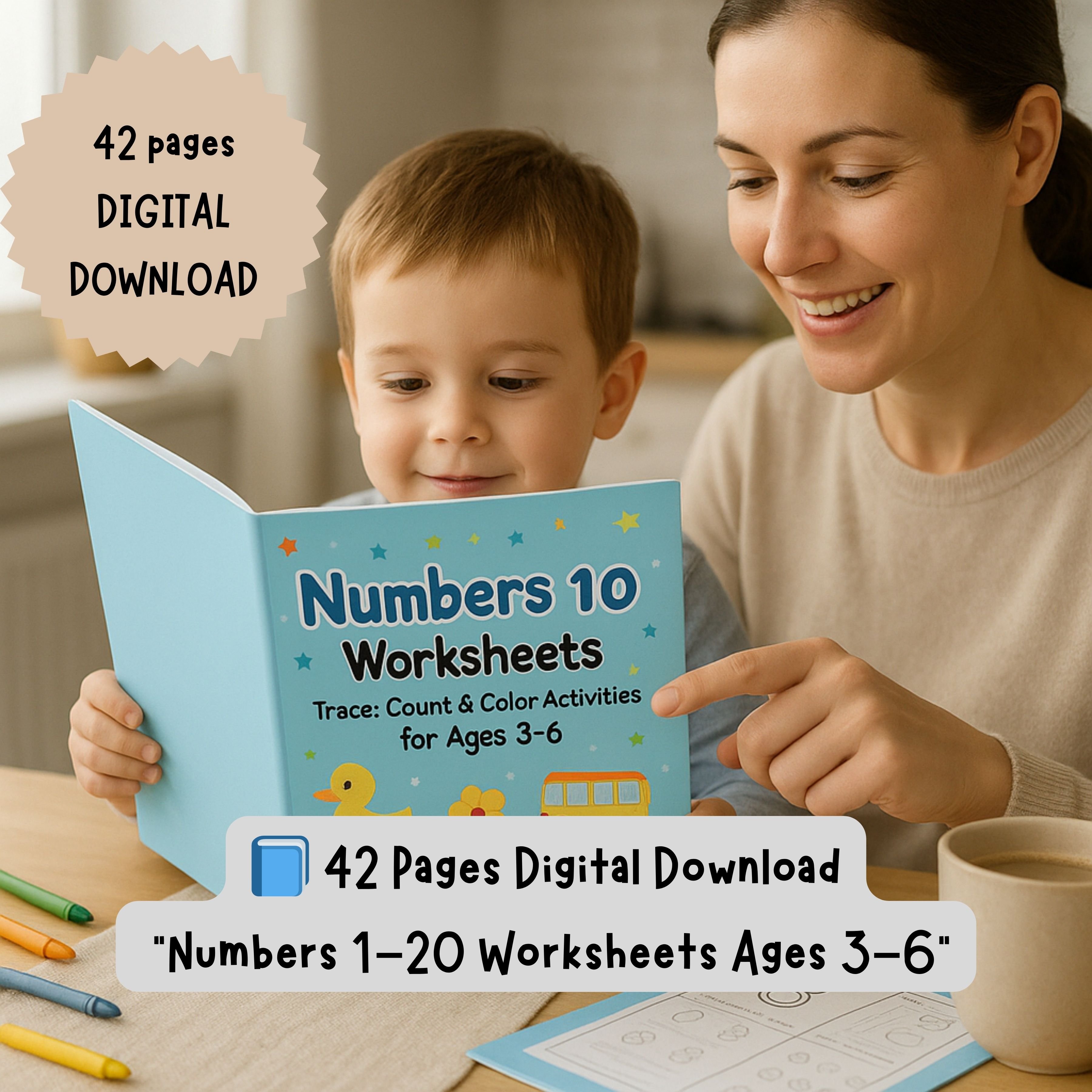 Number Tracing Worksheets 1-20 – Trace, Count & Color | 42 Pages PDF ...