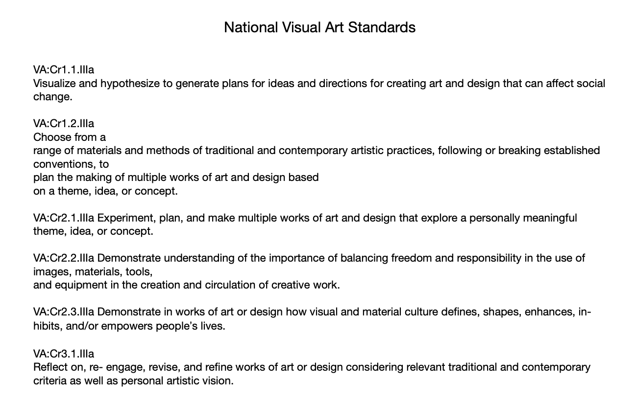 National Visual Art Standards Quick Reference - Payhip