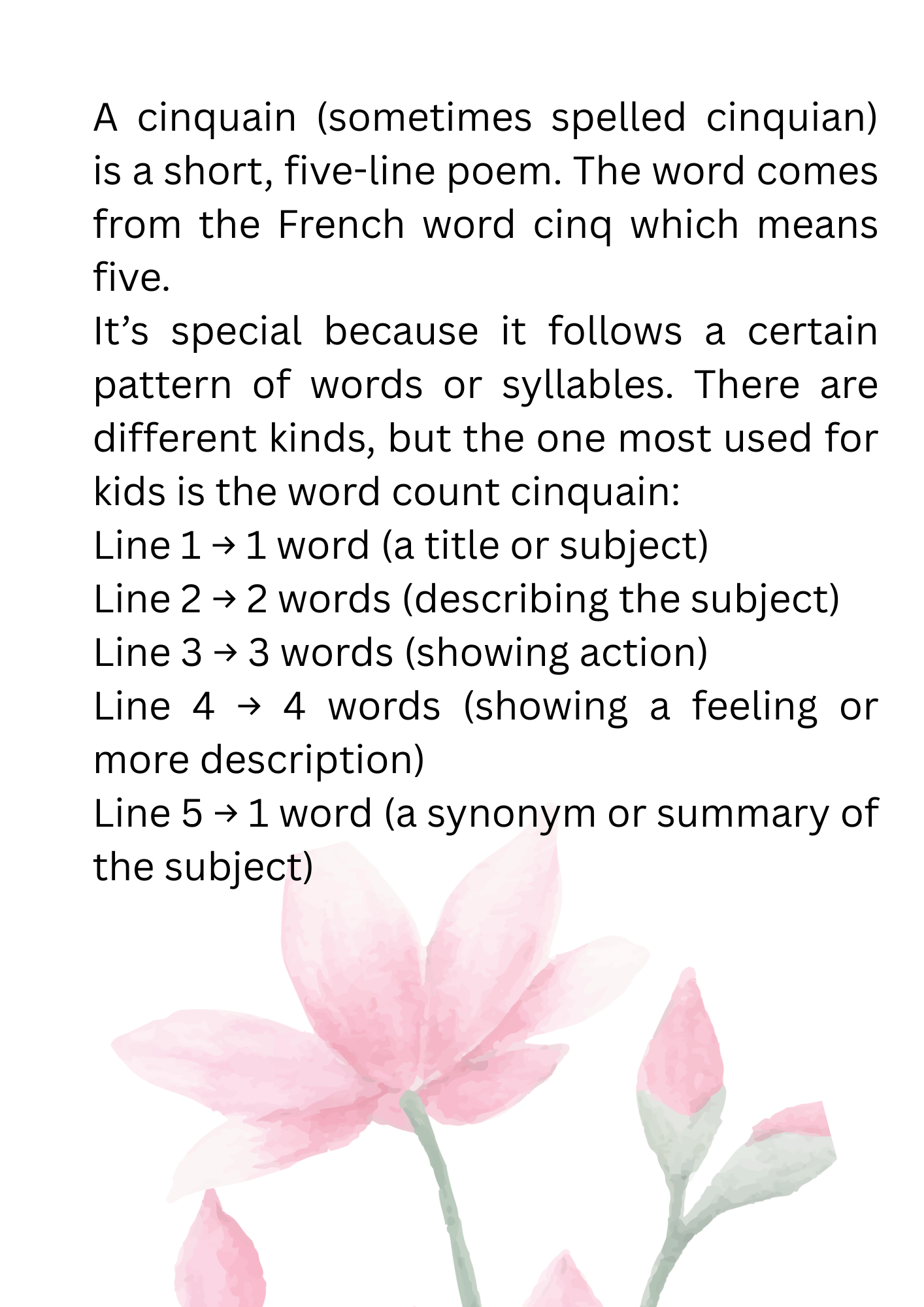 a 5-page cinquain poems good for children to read during free time - Payhip