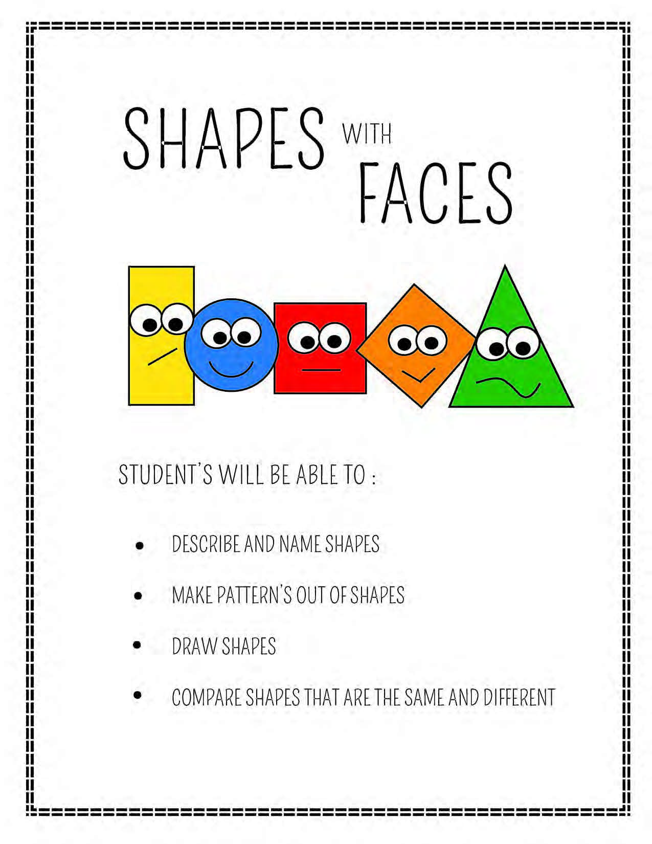 Shapes with Faces - Preschool Printables - Payhip