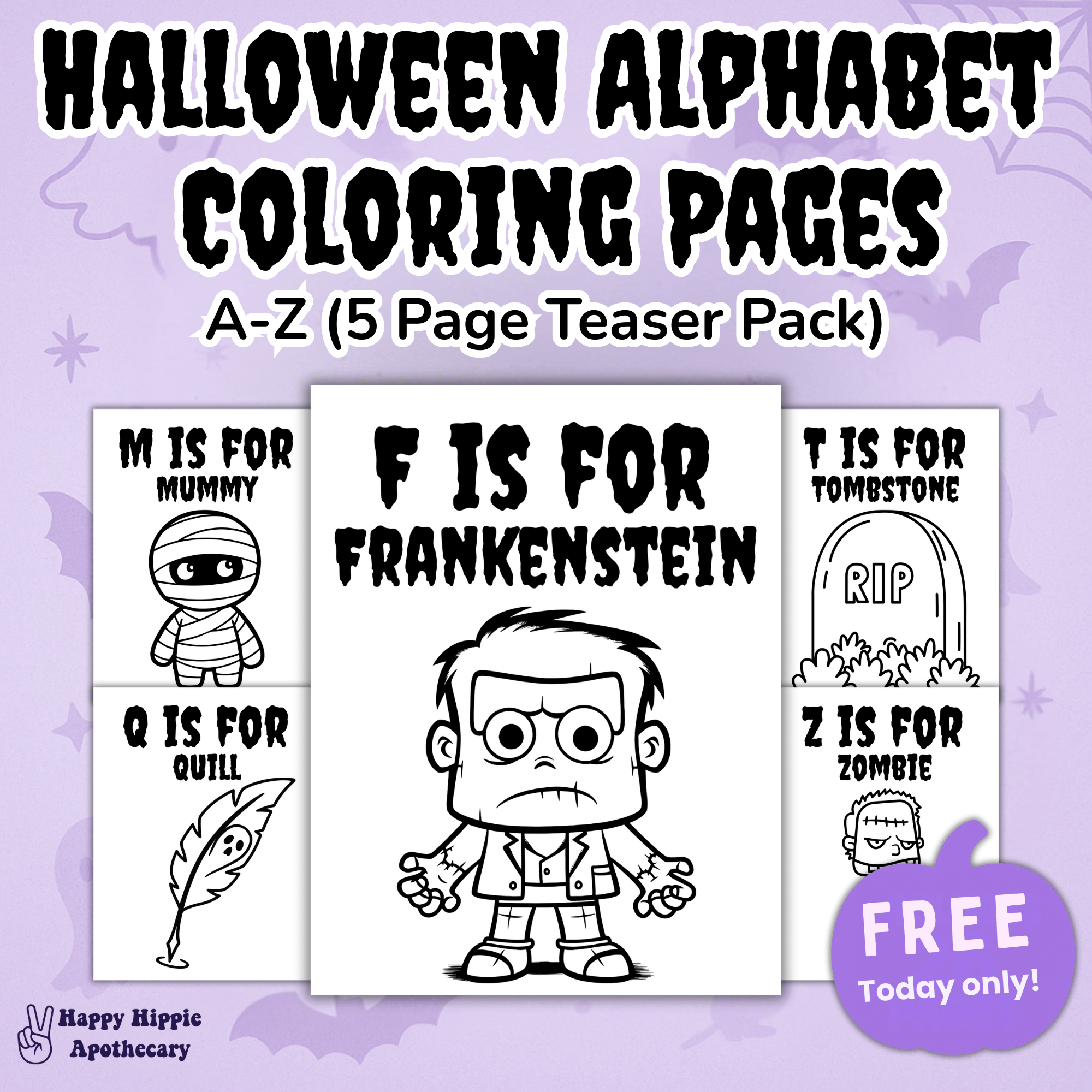 Halloween Alphabet Coloring Pages – 5 Page PDF Sampler | Free Download ...