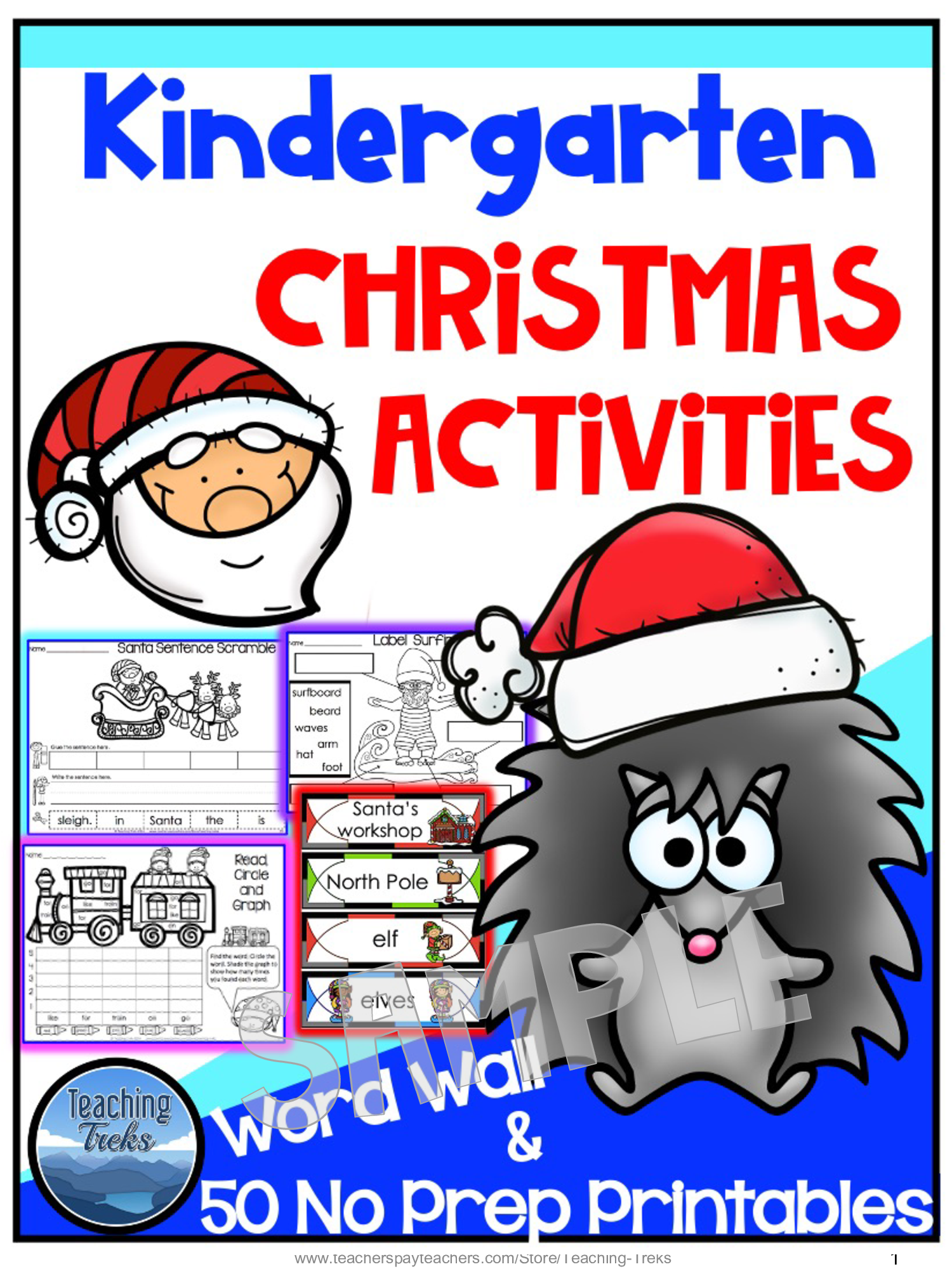 2 Christmas Math and Literacy Worksheets Kindergarten | Word Wall - Payhip